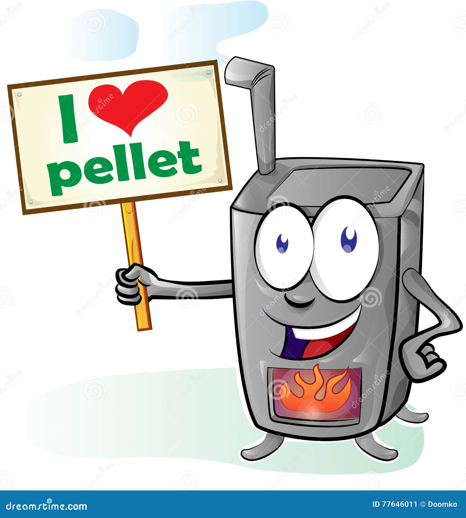 Stove Cartoon Mascot With Wood Pellets | CartoonDealer.com #164683749