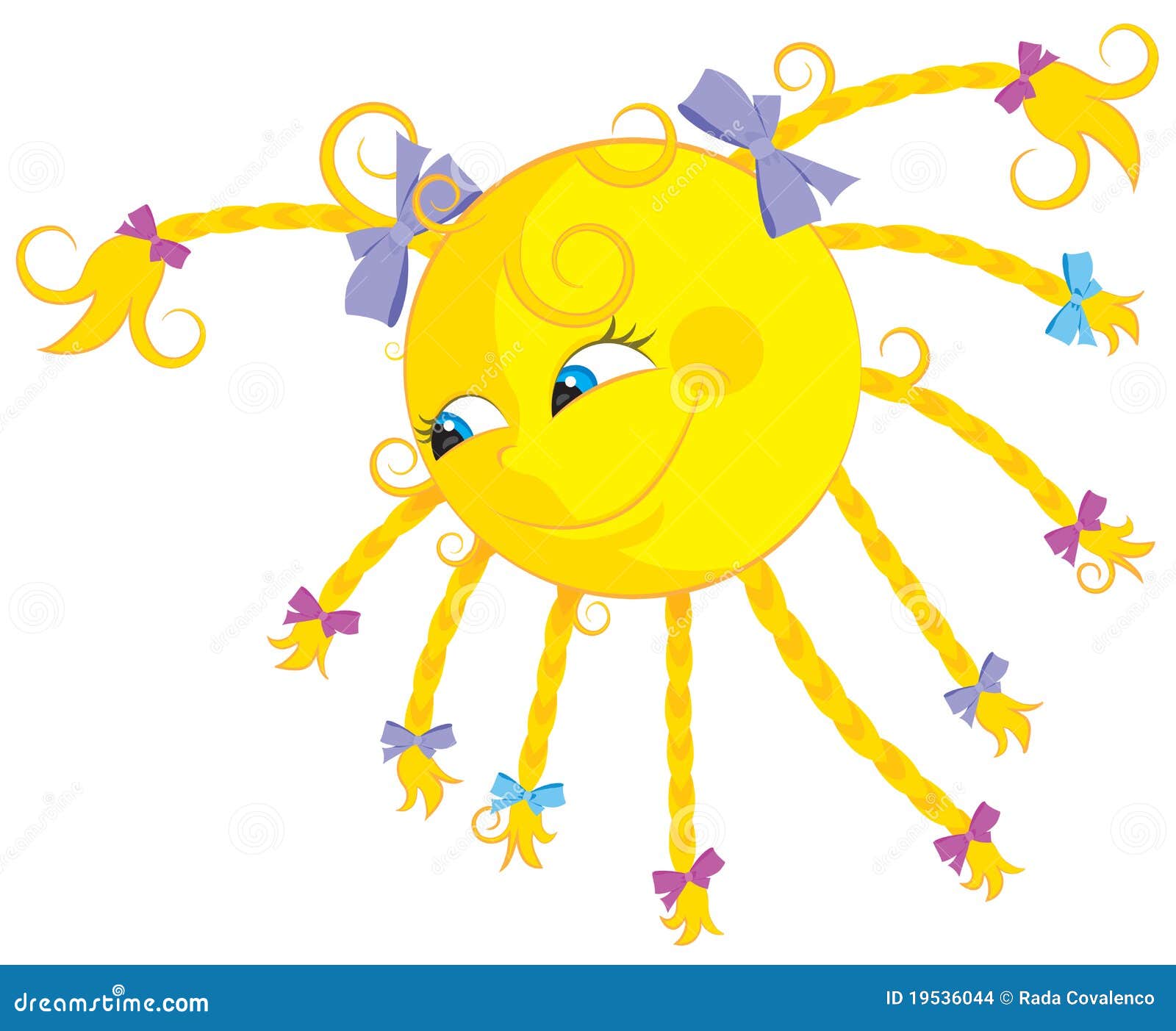 Fun sun stock vector. Illustration of graphic, pigtail - 19536044