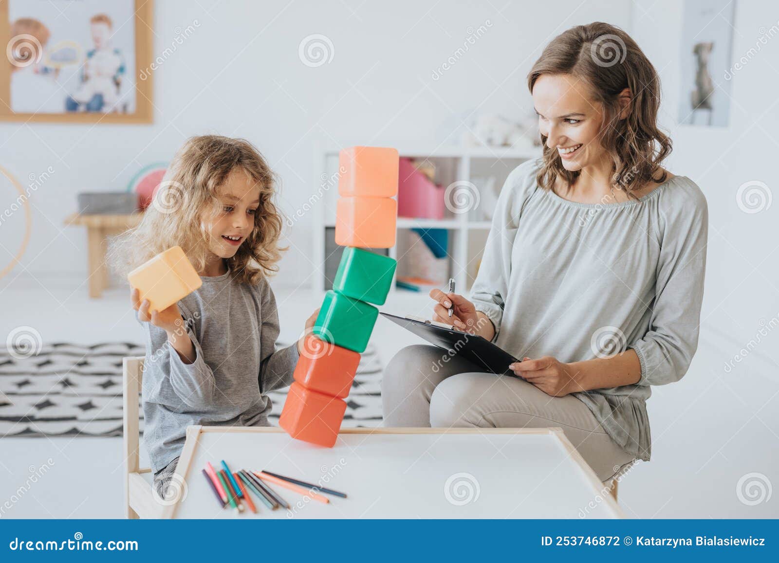 Fun at therapy stock photo. Image of communication, autism - 253746872