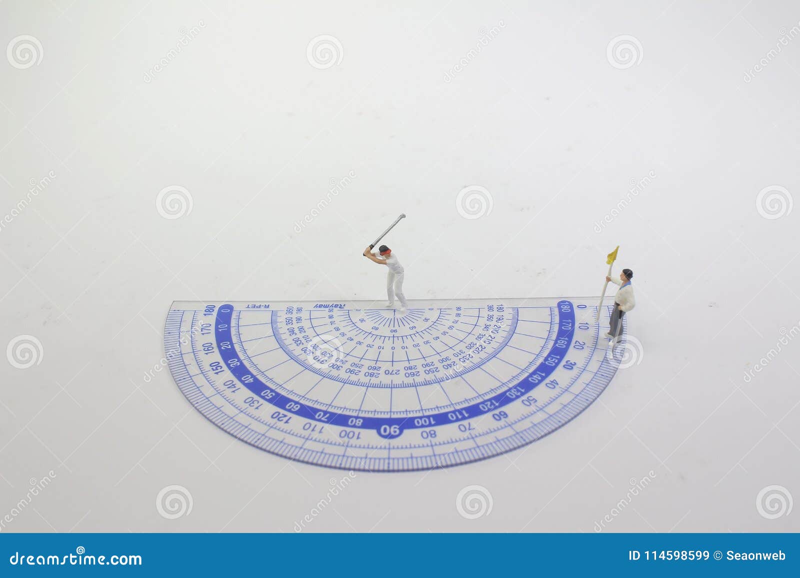 A Fun of the Tiny Golfers Play on Protractor Stock Image - Image of ...