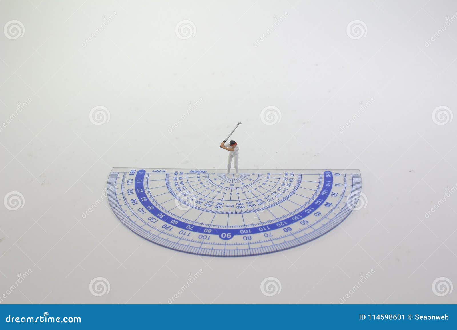 A Fun of the Tiny Golfers Play on Protractor Stock Image - Image of ...