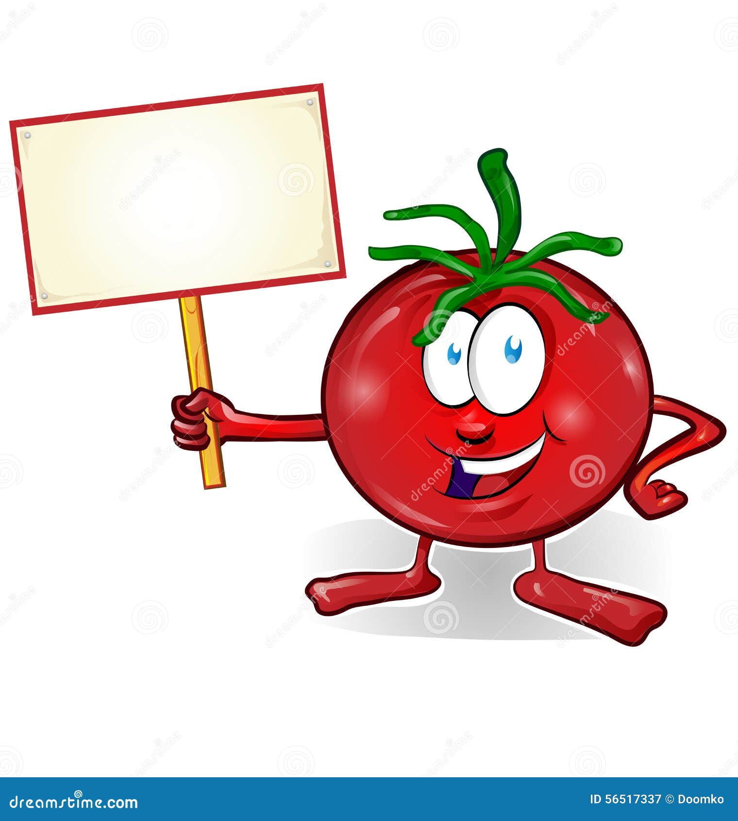 Fun Tomato Cartoon With Signboard Stock Vector - Image: 56517337