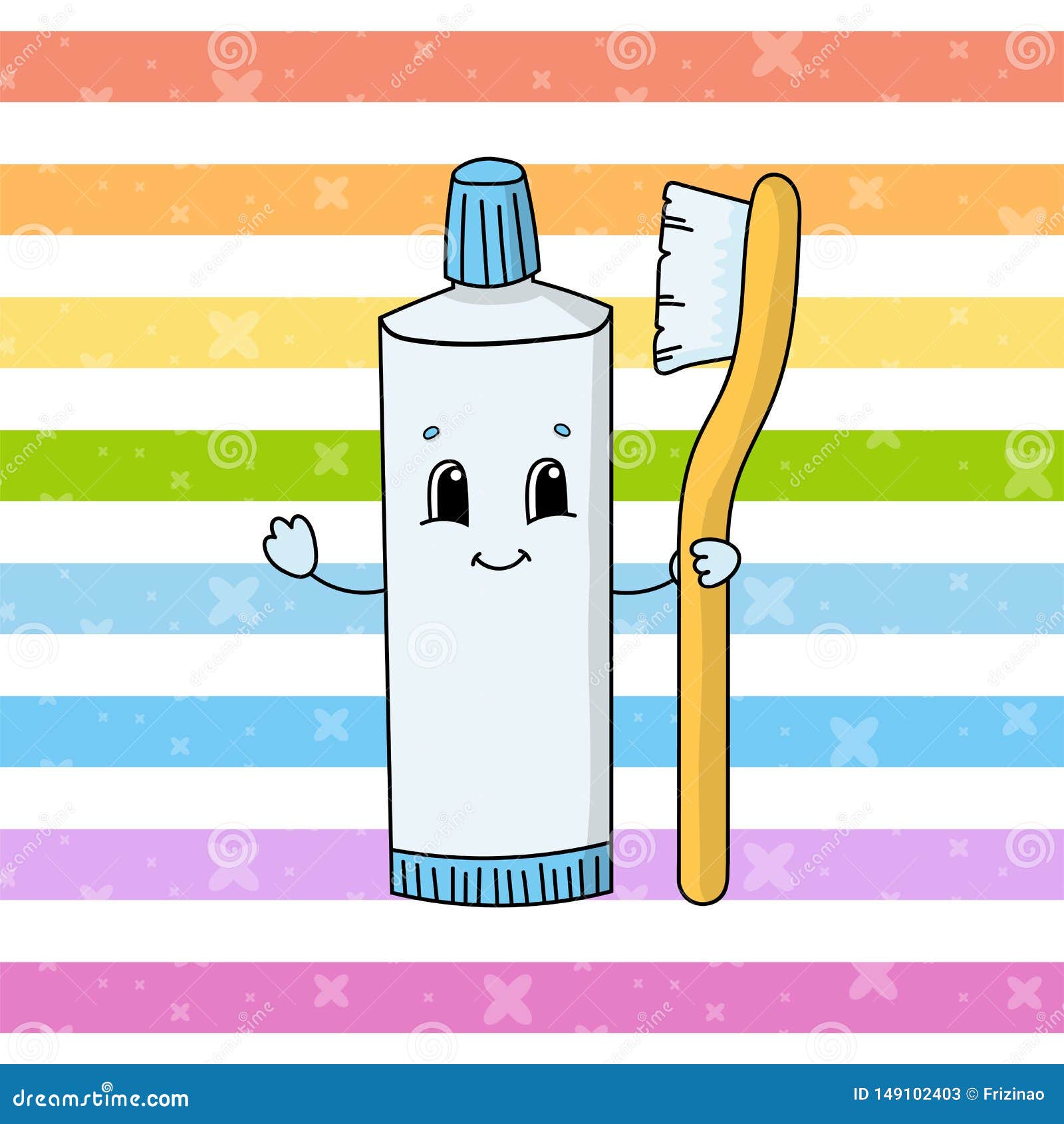 Fun Toothpaste. Cute Flat Vector Illustration in Childish Cartoon Style ...