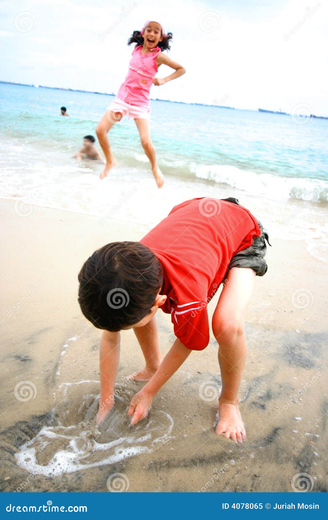 Fun at a tropical beach stock image. Image of children - 4078065