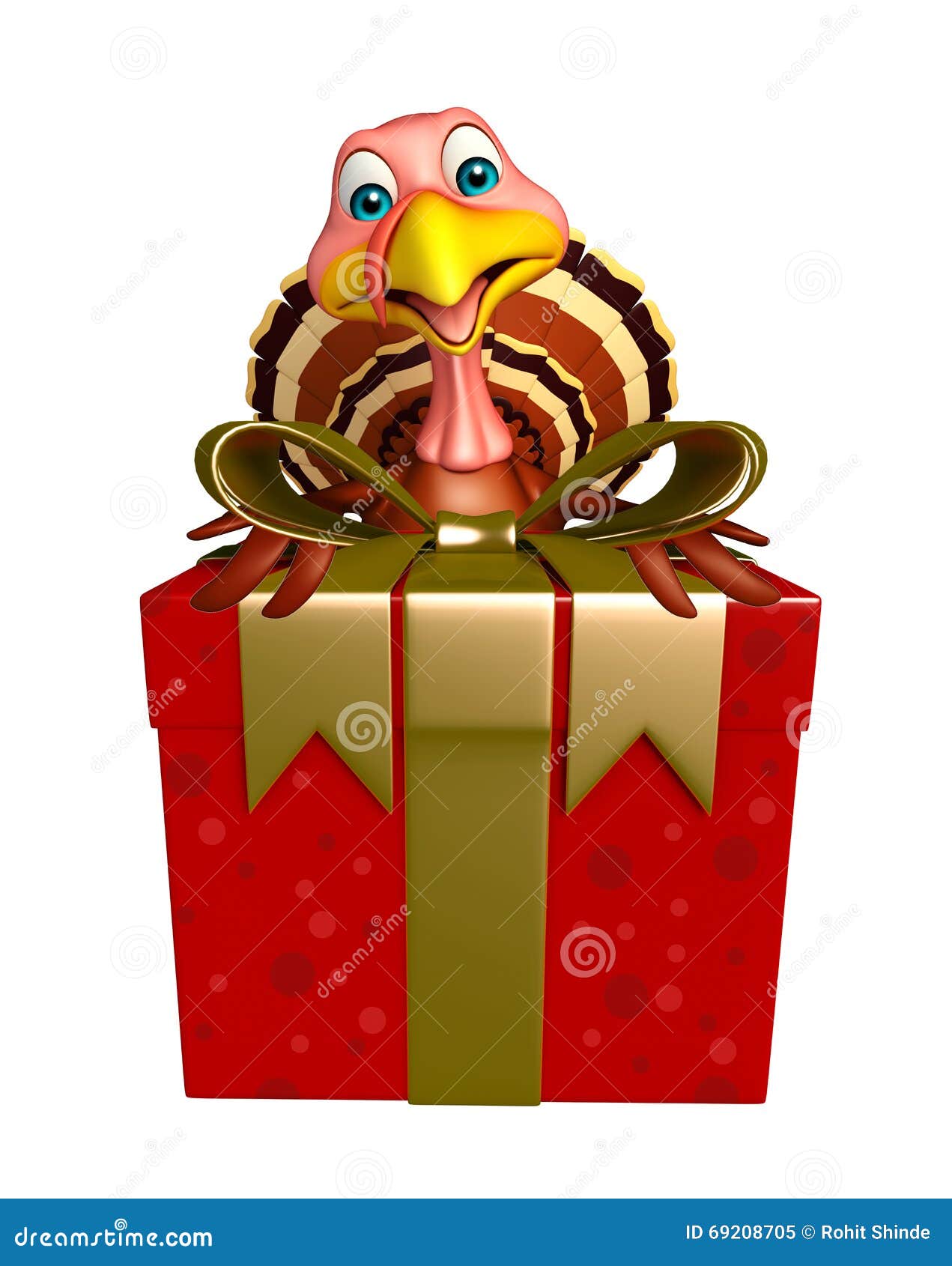 Fun Turkey Cartoon Character with Giftbox Stock Illustration ...