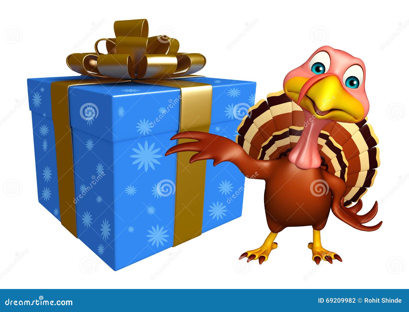 Fun Turkey Cartoon Character with Giftbox Stock Illustration ...