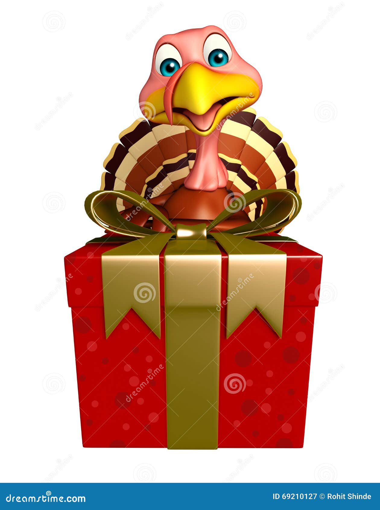 Fun Turkey Cartoon Character with Giftbox Stock Illustration ...