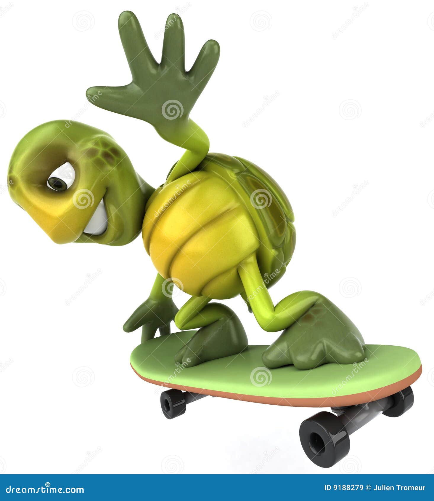 Fun turtle on a skateboard stock illustration. Illustration of ...