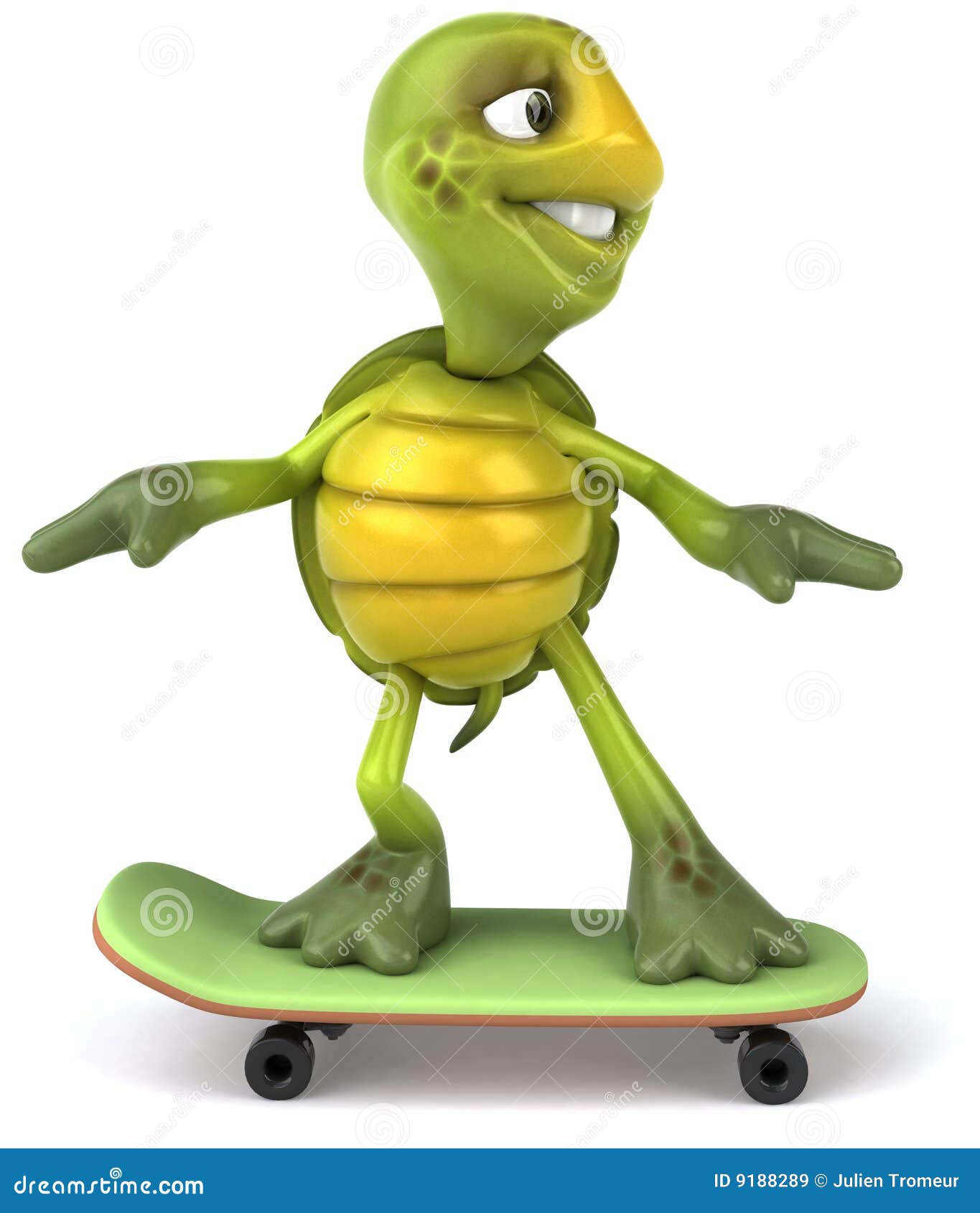 Fun turtle on a skateboard stock illustration. Illustration of isolated ...