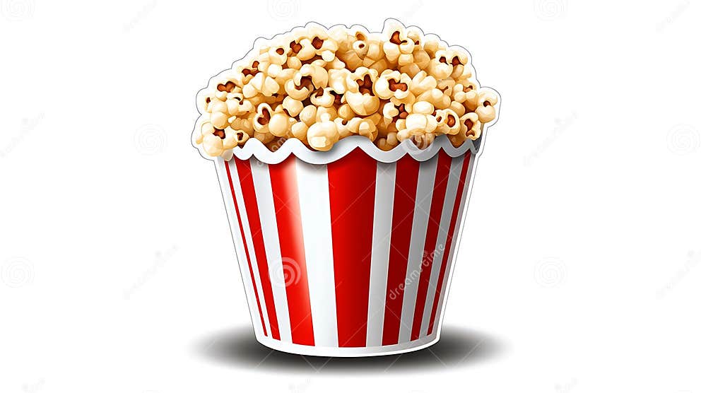 Fun Sticker of Popcorn in a Classic Container Stock Illustration ...