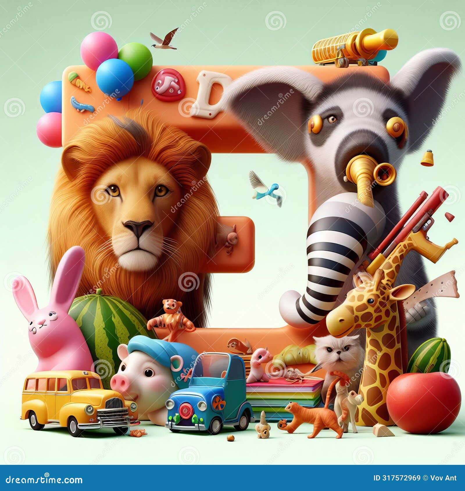 Fun and Vibrant Alphabet Letters Featuring Animals or Objects, Stock ...