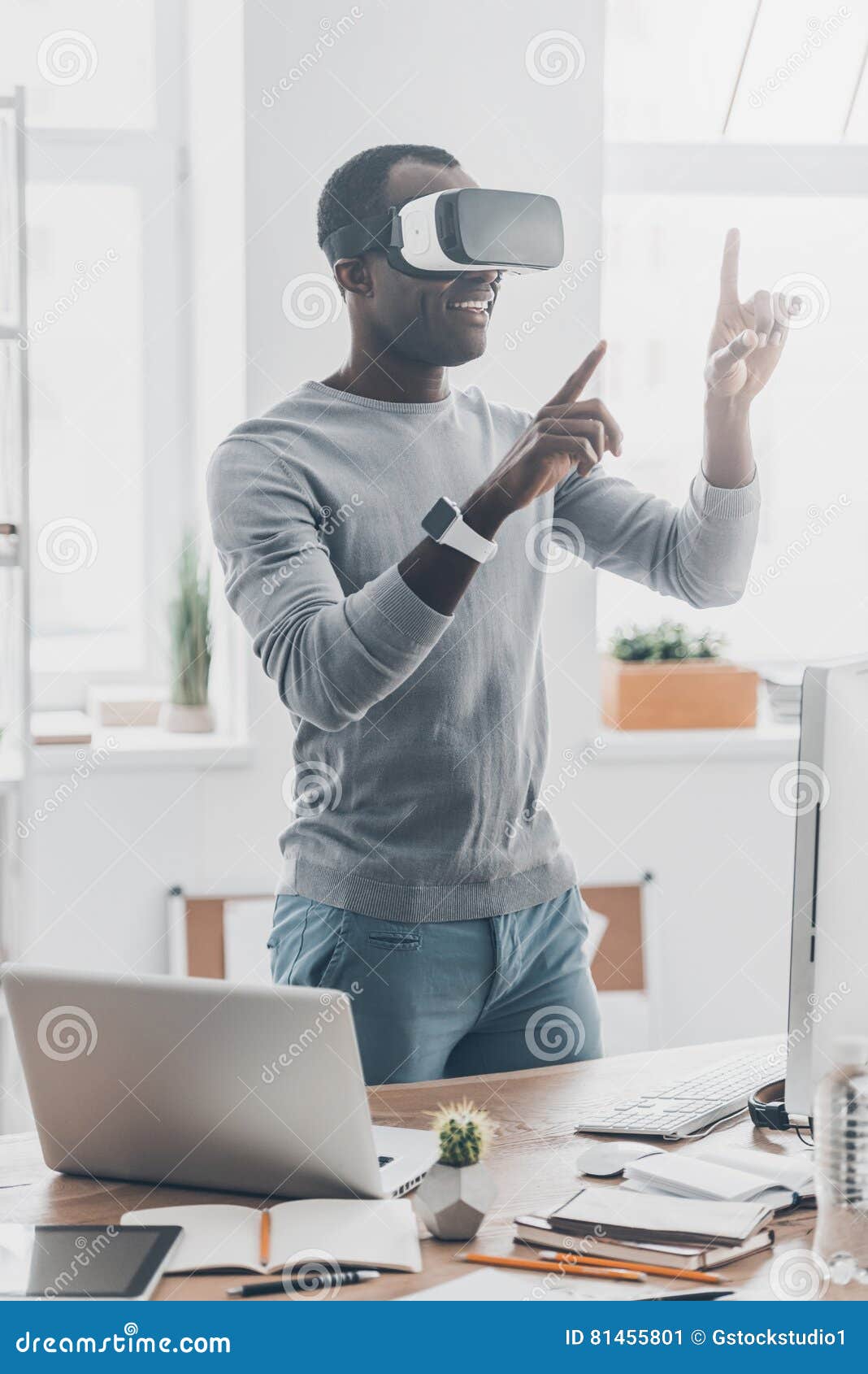 Fun with Virtual Reality Headset. Stock Image - Image of creative ...