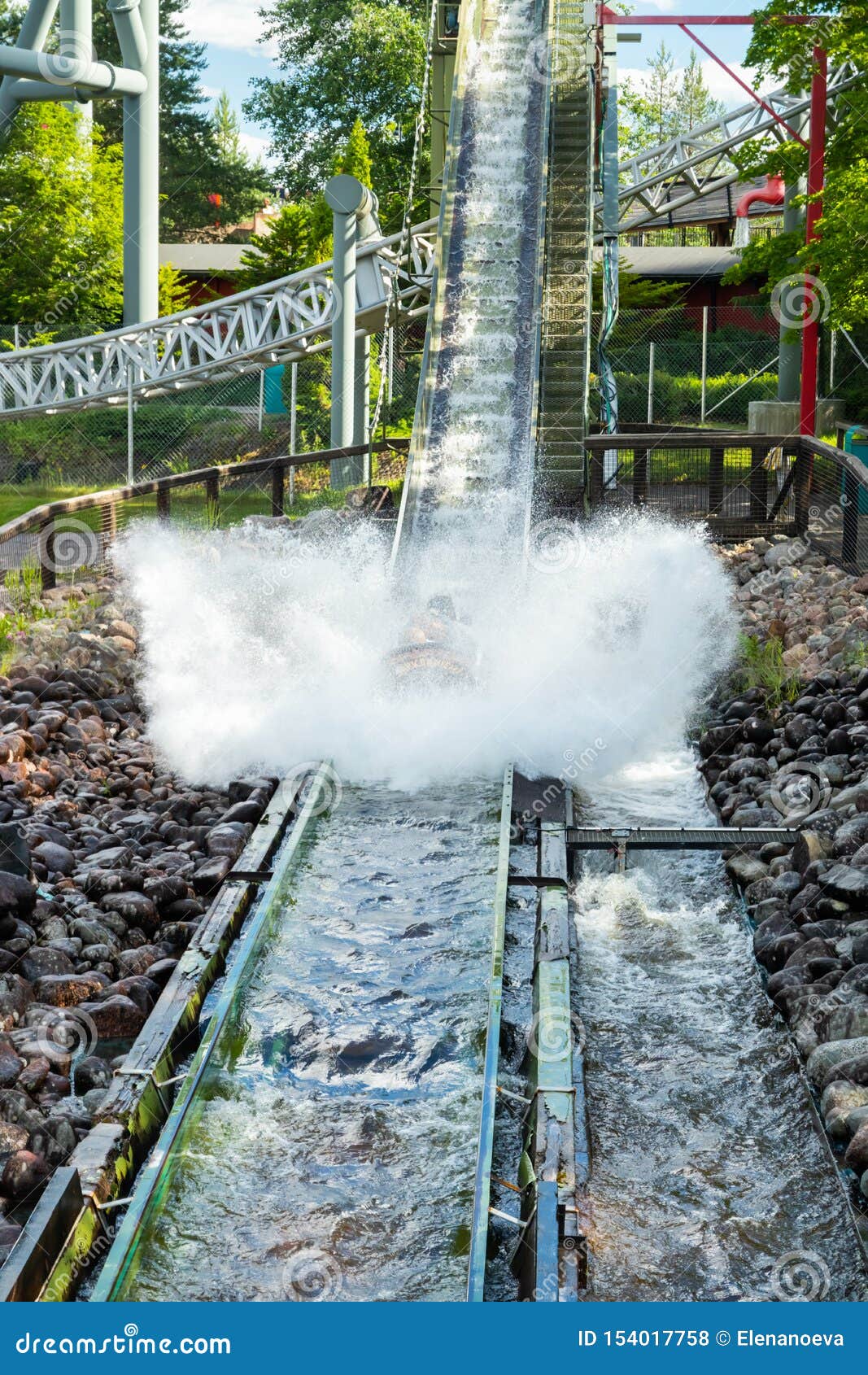 Fun Water Ride Log River in Amusement Park at Summer Editorial Stock ...