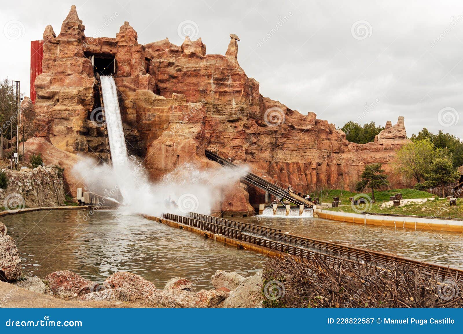 Fun Water Roller Coaster in Amusement Park at Summer. Editorial ...