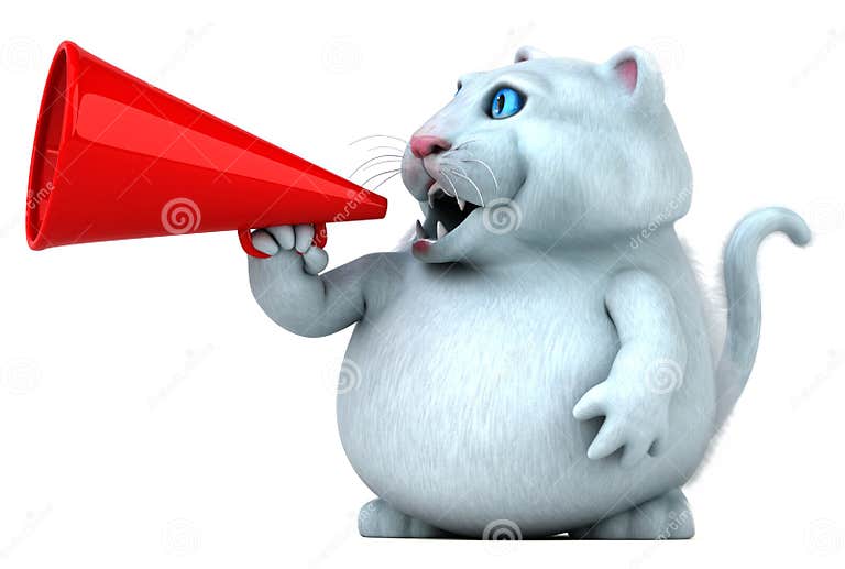 Fun White Cat 3d Illustration Stock Illustration Illustration Of Overweight Whisker 117201845