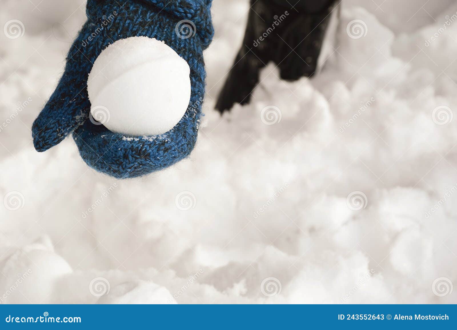 Fun Winter Games in the Snow, Modeling Snowballs. Stock Image - Image ...