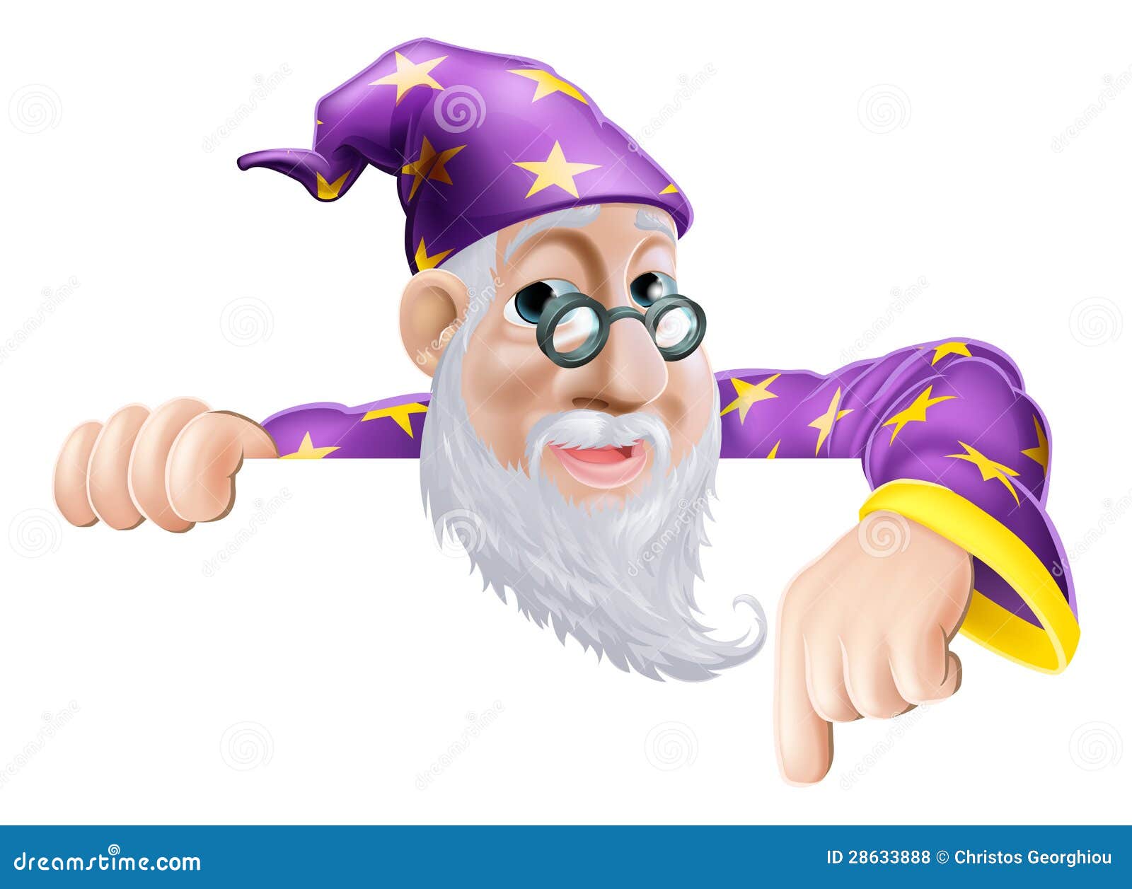 Fun Wizard Pointing Down stock vector. Illustration of banner - 28633888