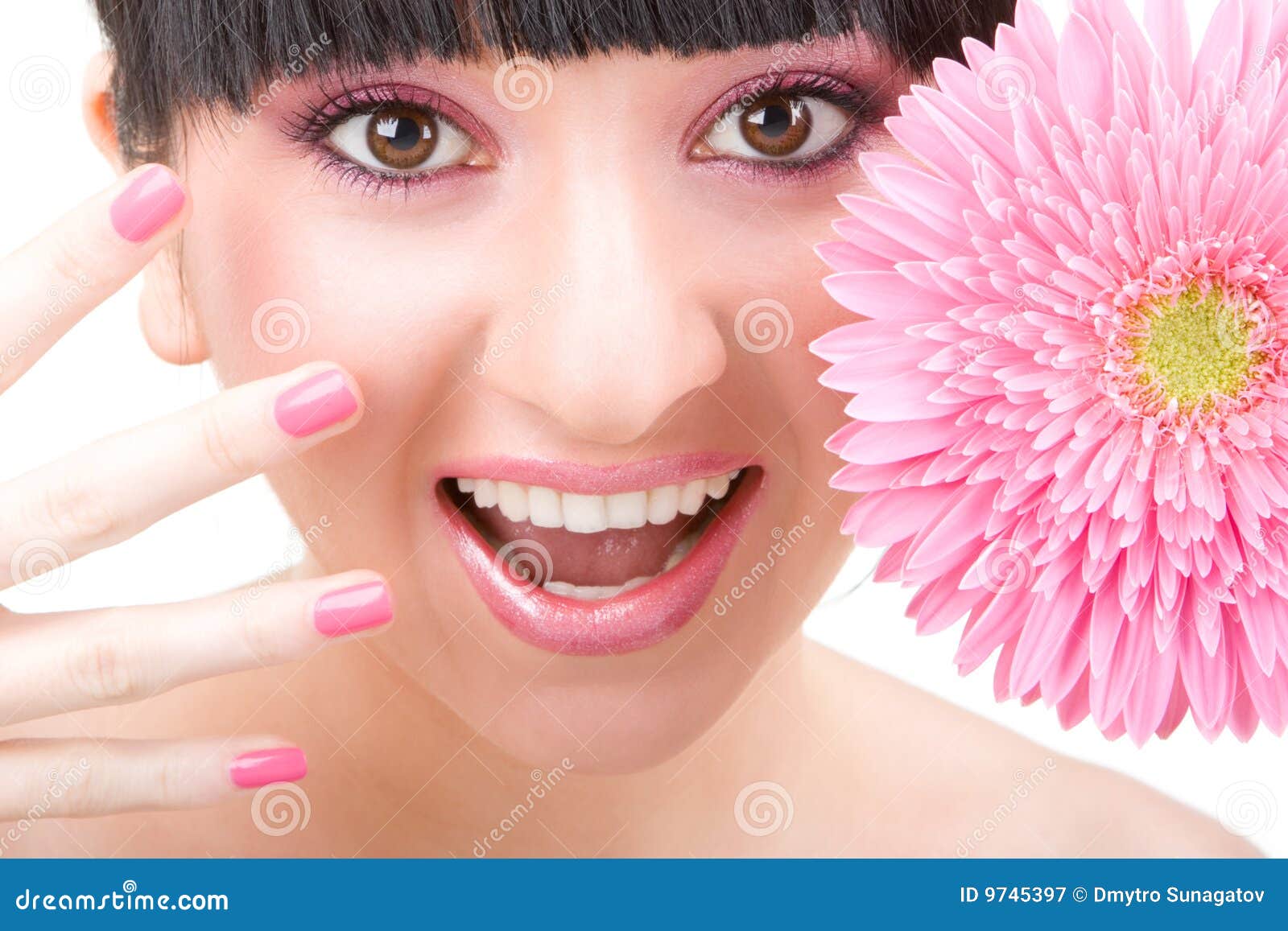 Fun woman with flower stock image. Image of girl, luxury - 9745397