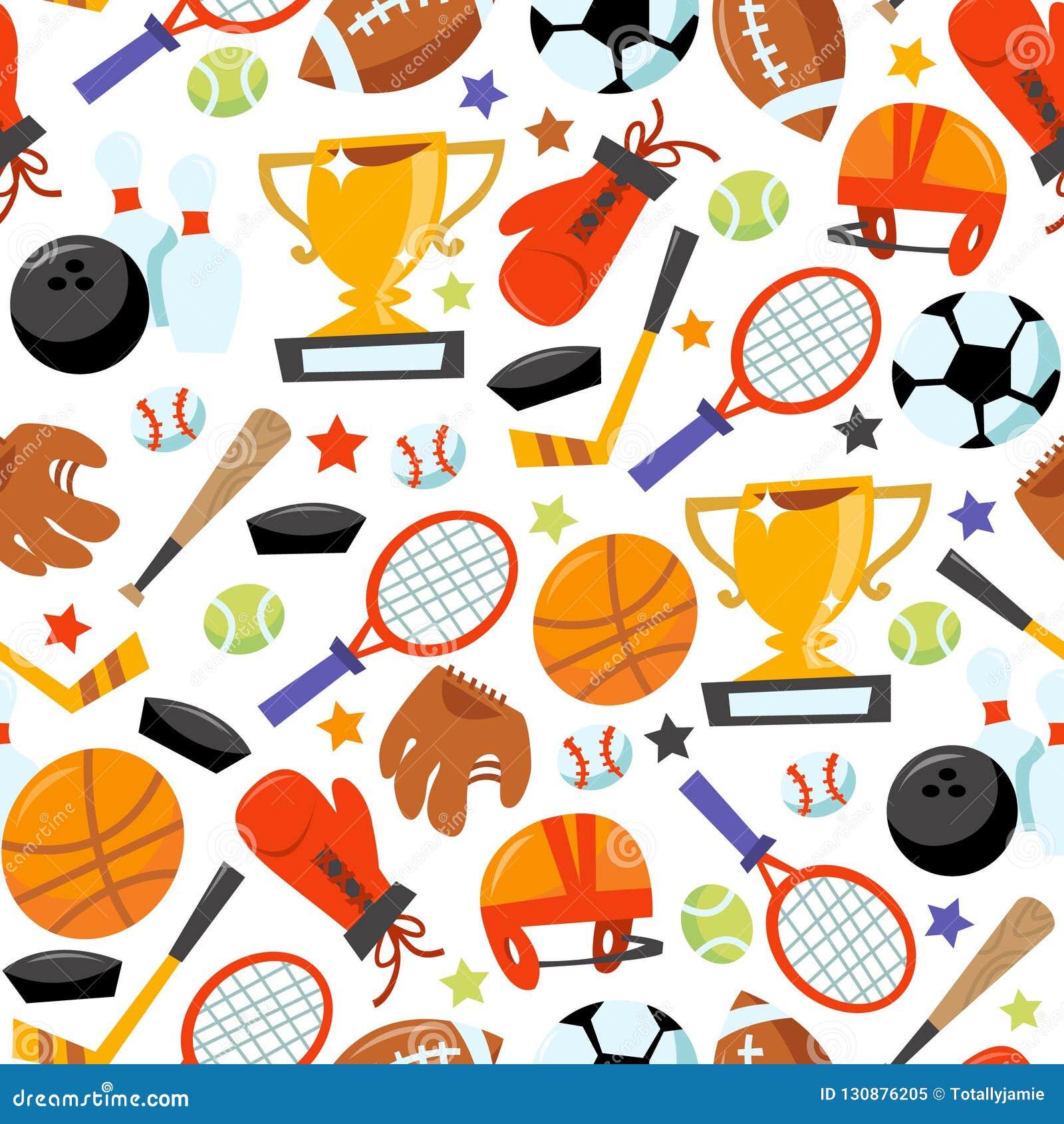 Fun Wonky Sporting Icons Seamless Pattern Background Royalty-Free ...