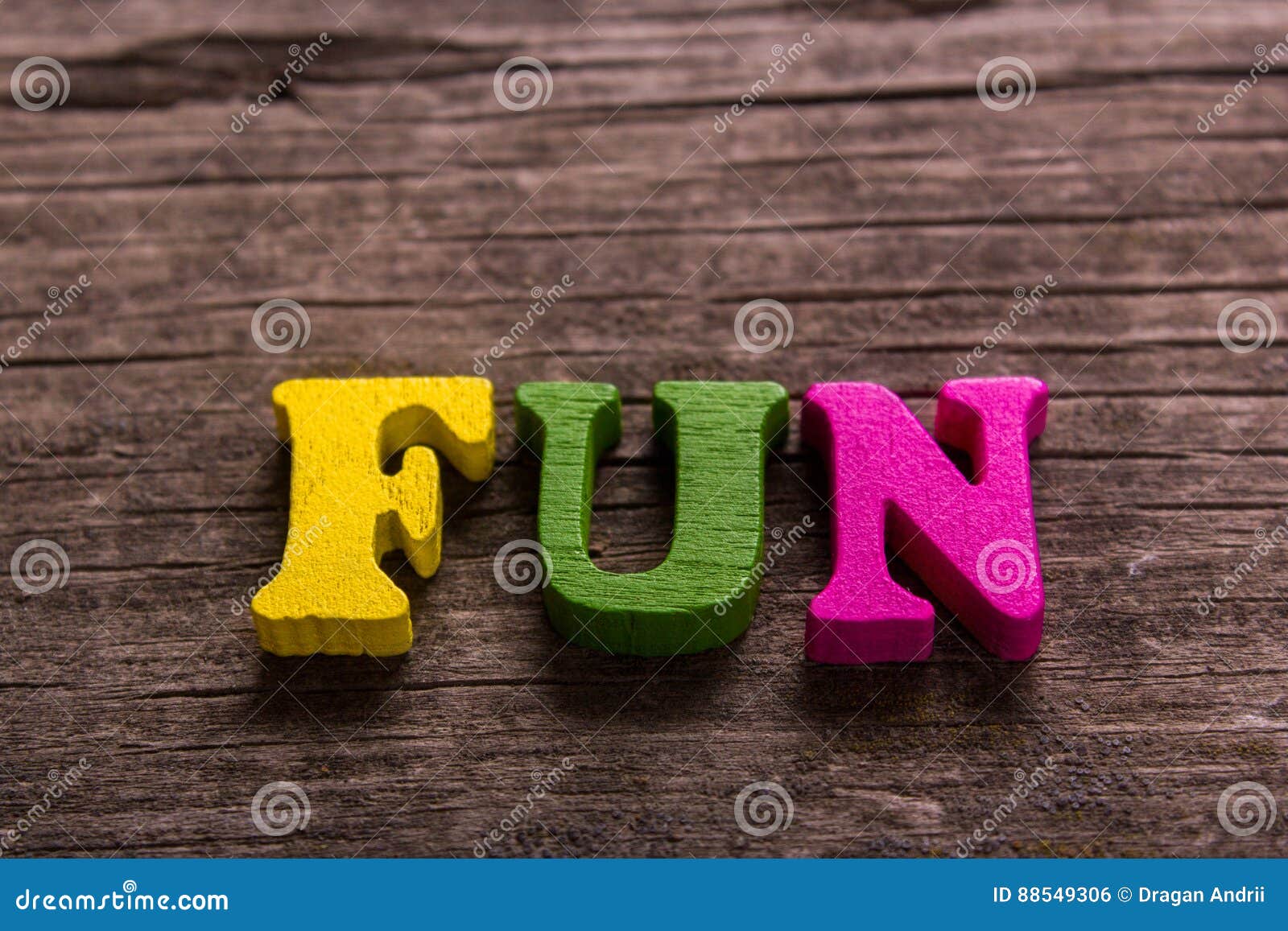 Fun Word Made of Wooden Letters Stock Photo - Image of group, male ...