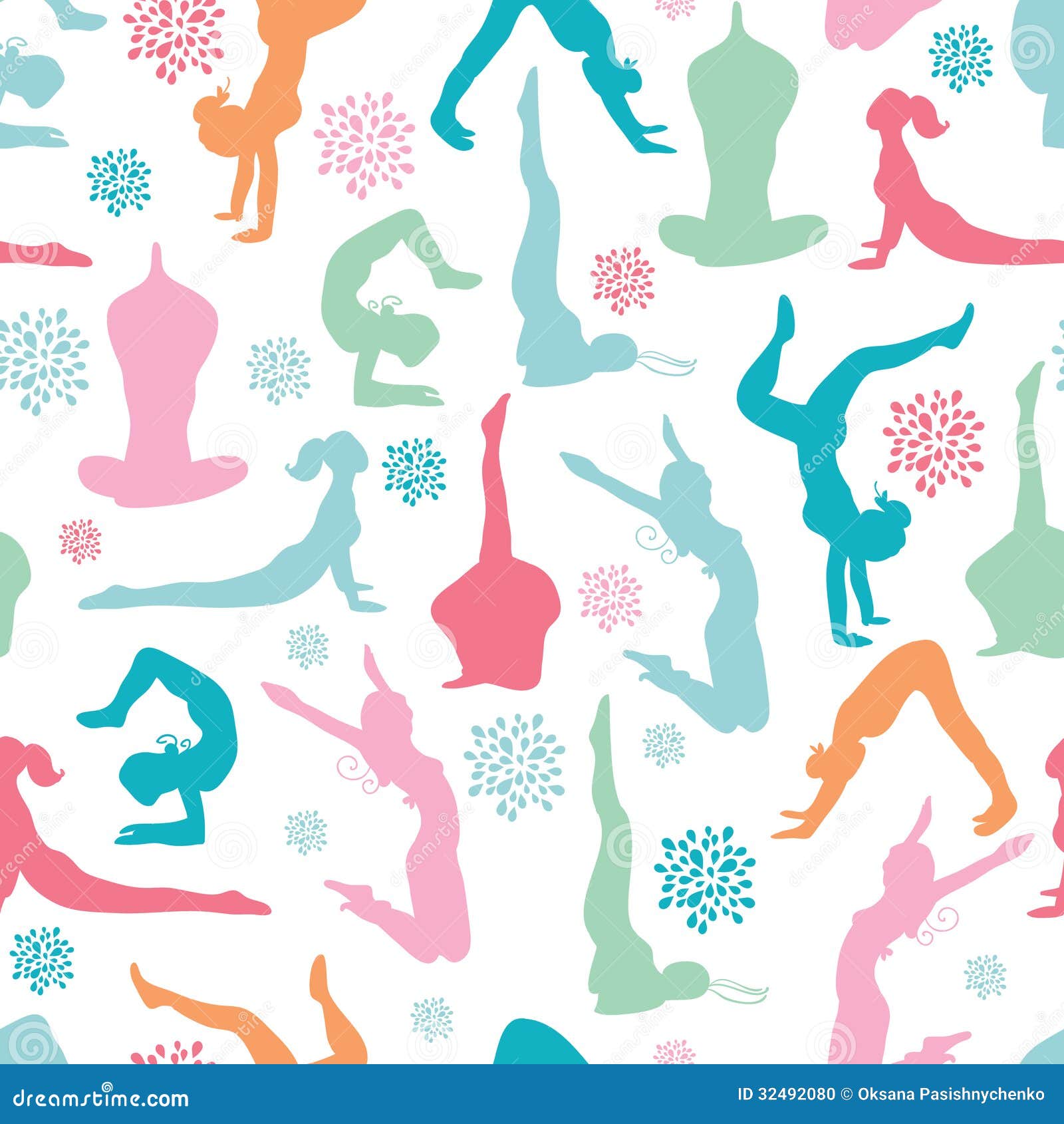 Fun Workout Fitness Girls Seamless Pattern Stock Vector - Illustration ...
