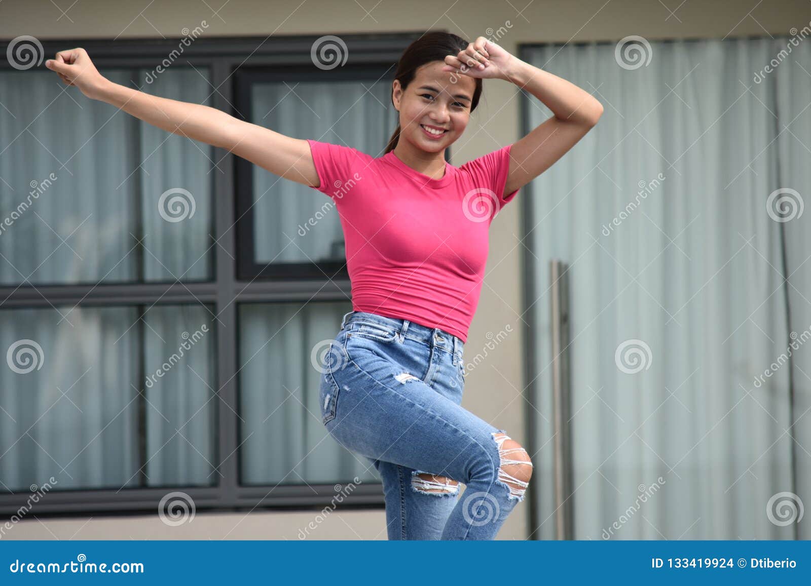 Fun Young Filipina Female at Condo Stock Photo - Image of flat ...