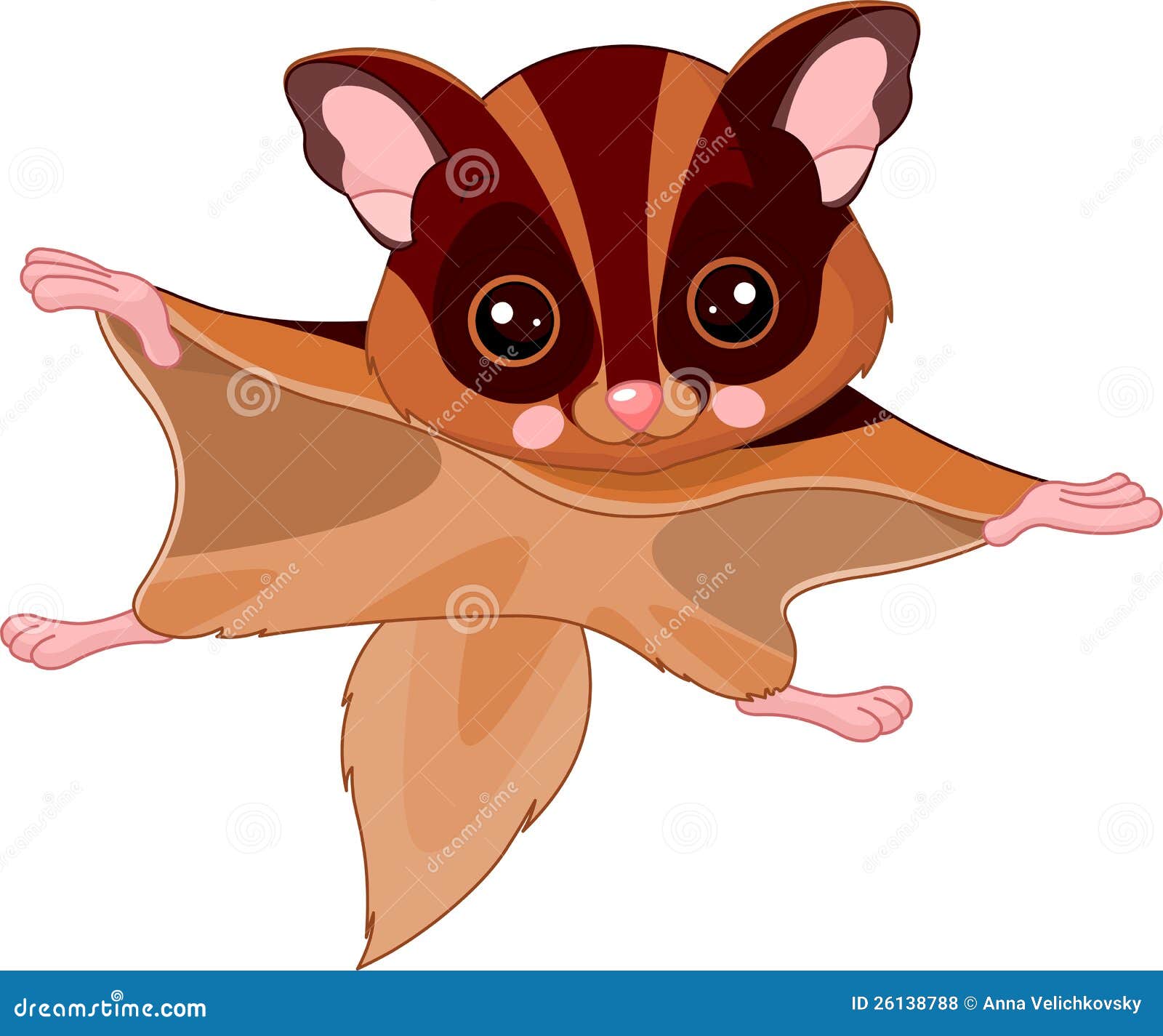 Flying Squirrel Gliding Between Trees Cute Kawaii Cartoon Style ...