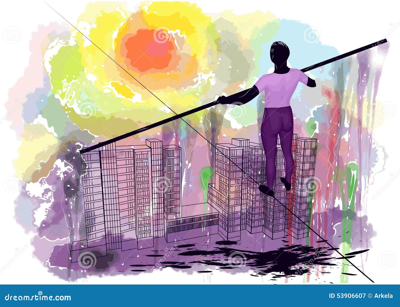 Funambule illustration stock. Illustration du réussite - 53906607