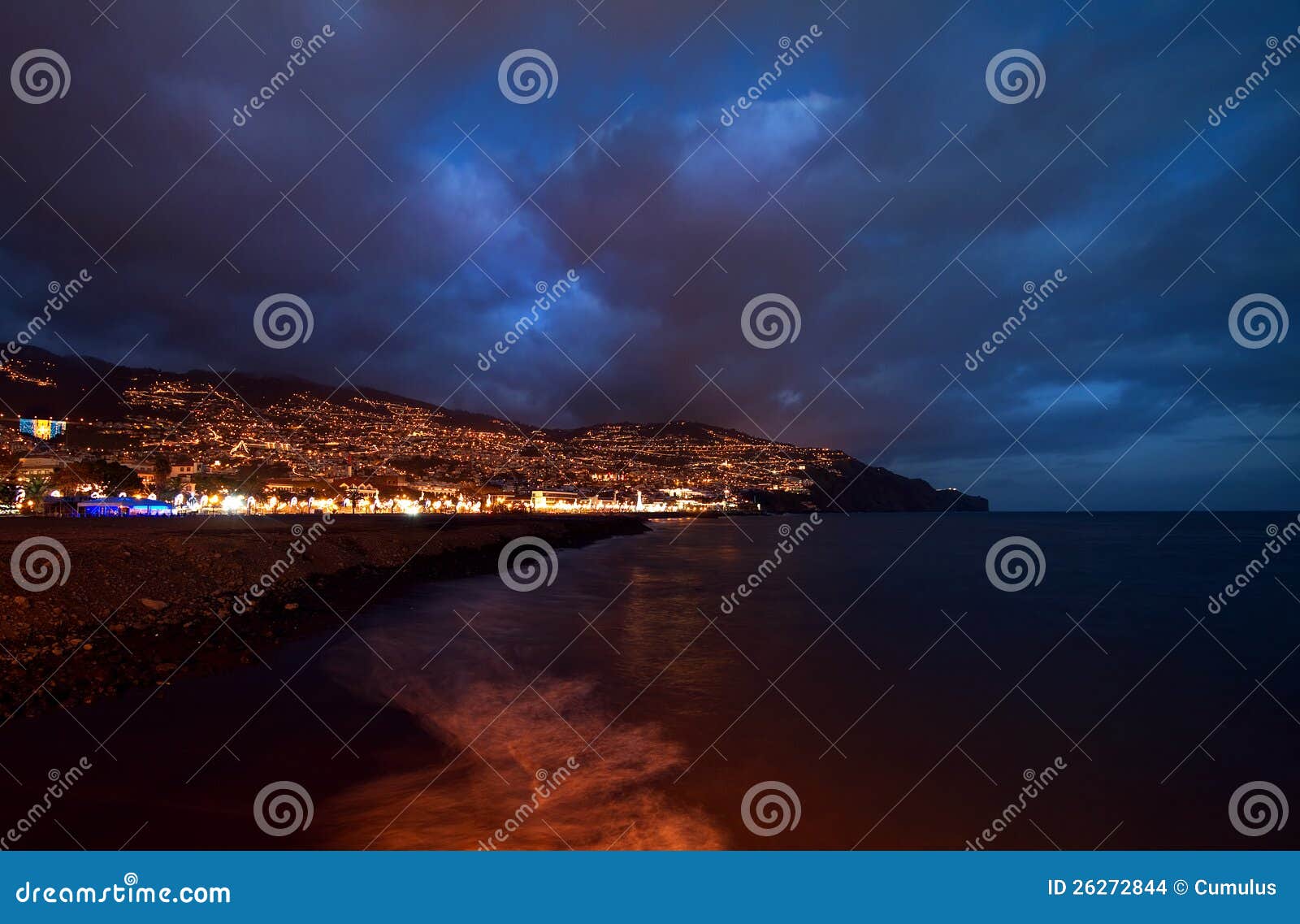 Funchal, Madeira at night. stock photo. Image of madeira - 26272844
