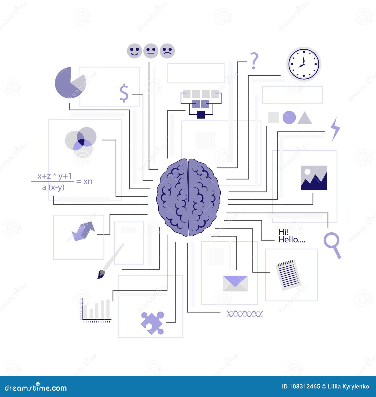 Function of the Brain. Artificial Intelligence Stock Vector ...
