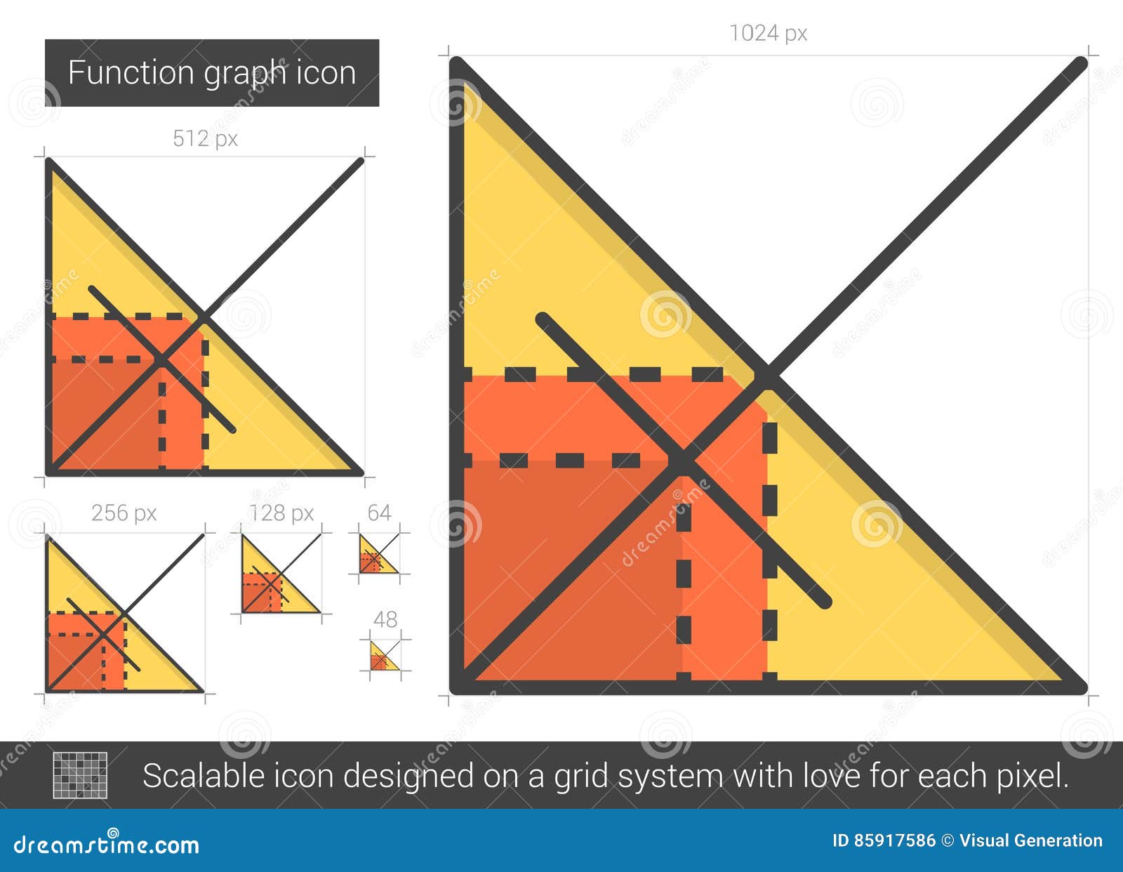 Function graph line icon. stock vector. Illustration of college - 85917586