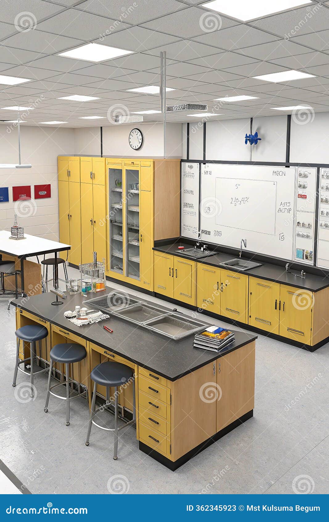 Functional Classroom Layout with Lab Stations, Safety Equipment, and ...