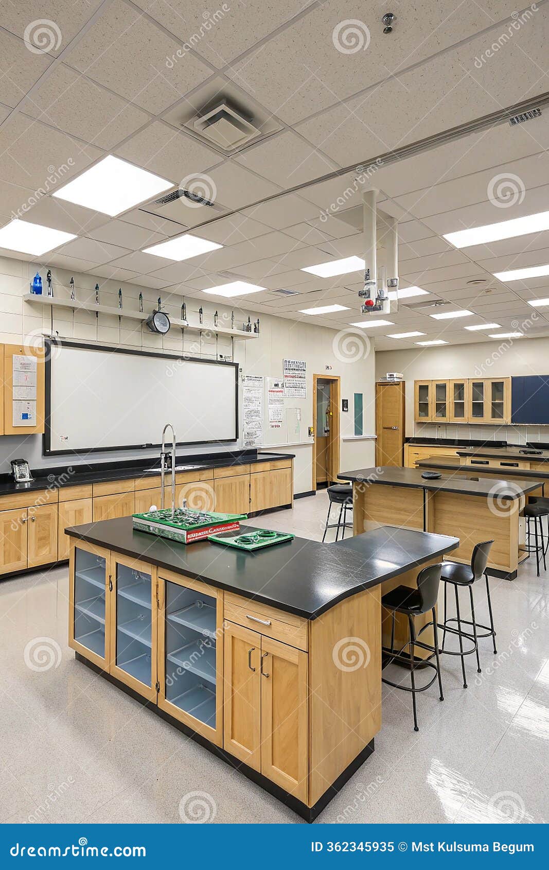 Functional Classroom Layout with Lab Stations, Safety Equipment, and ...