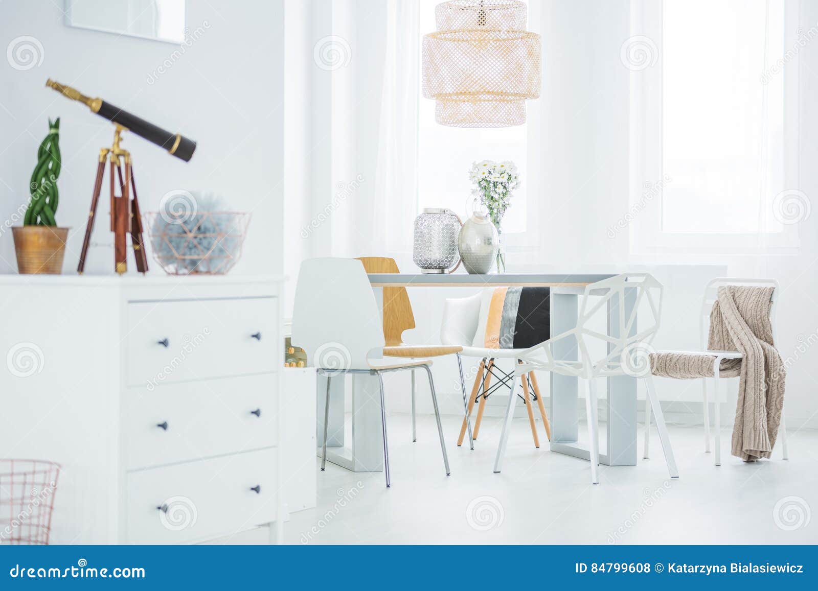 Functional Flat with Dining Table Stock Photo - Image of armchair ...