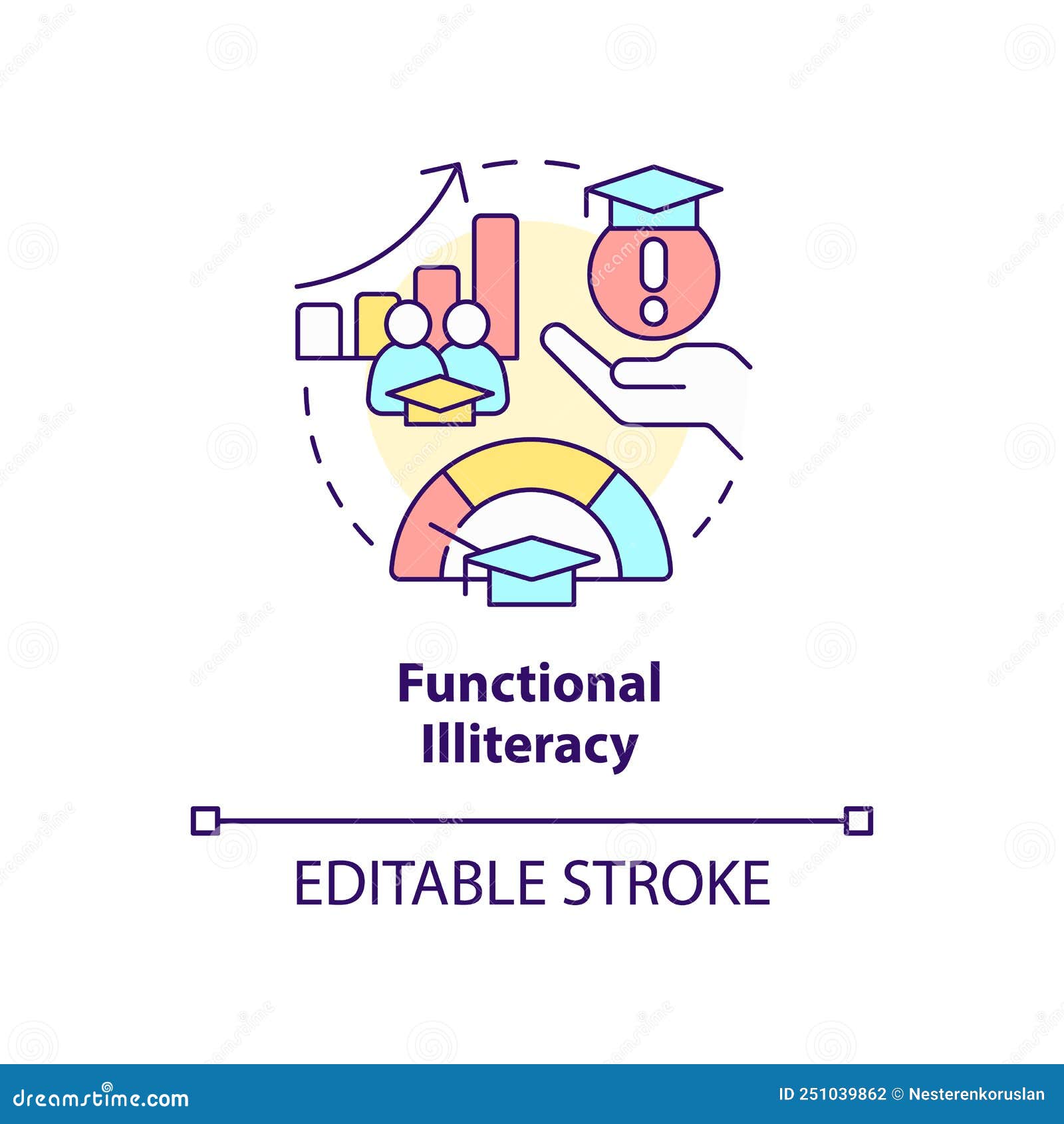 Functional Illiteracy Concept Icon Vector Illustration | CartoonDealer ...