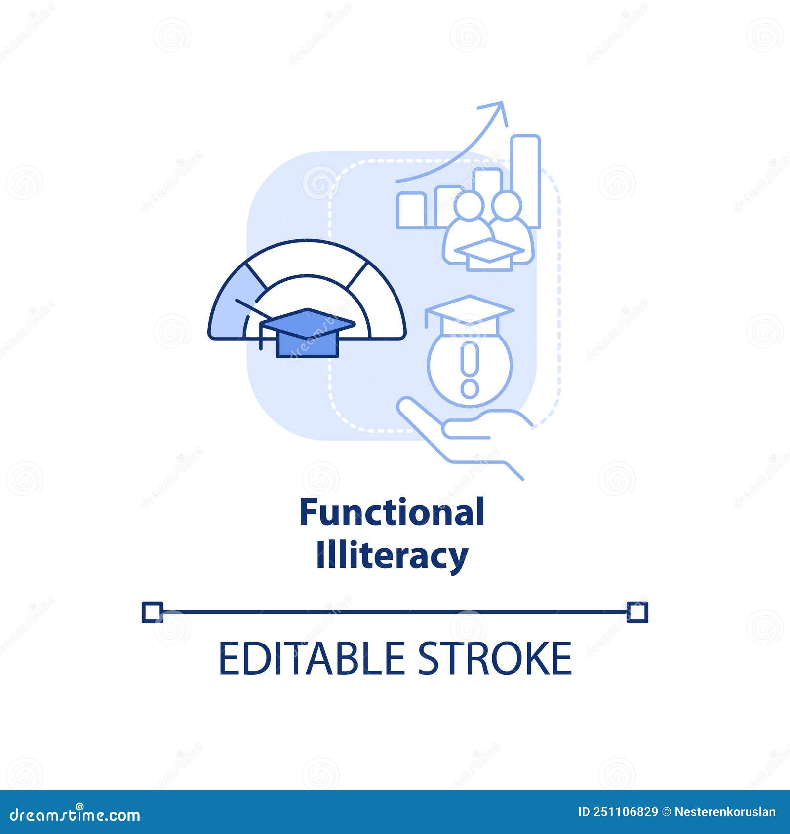 Functional Illiteracy Concept Icon Vector Illustration | CartoonDealer ...