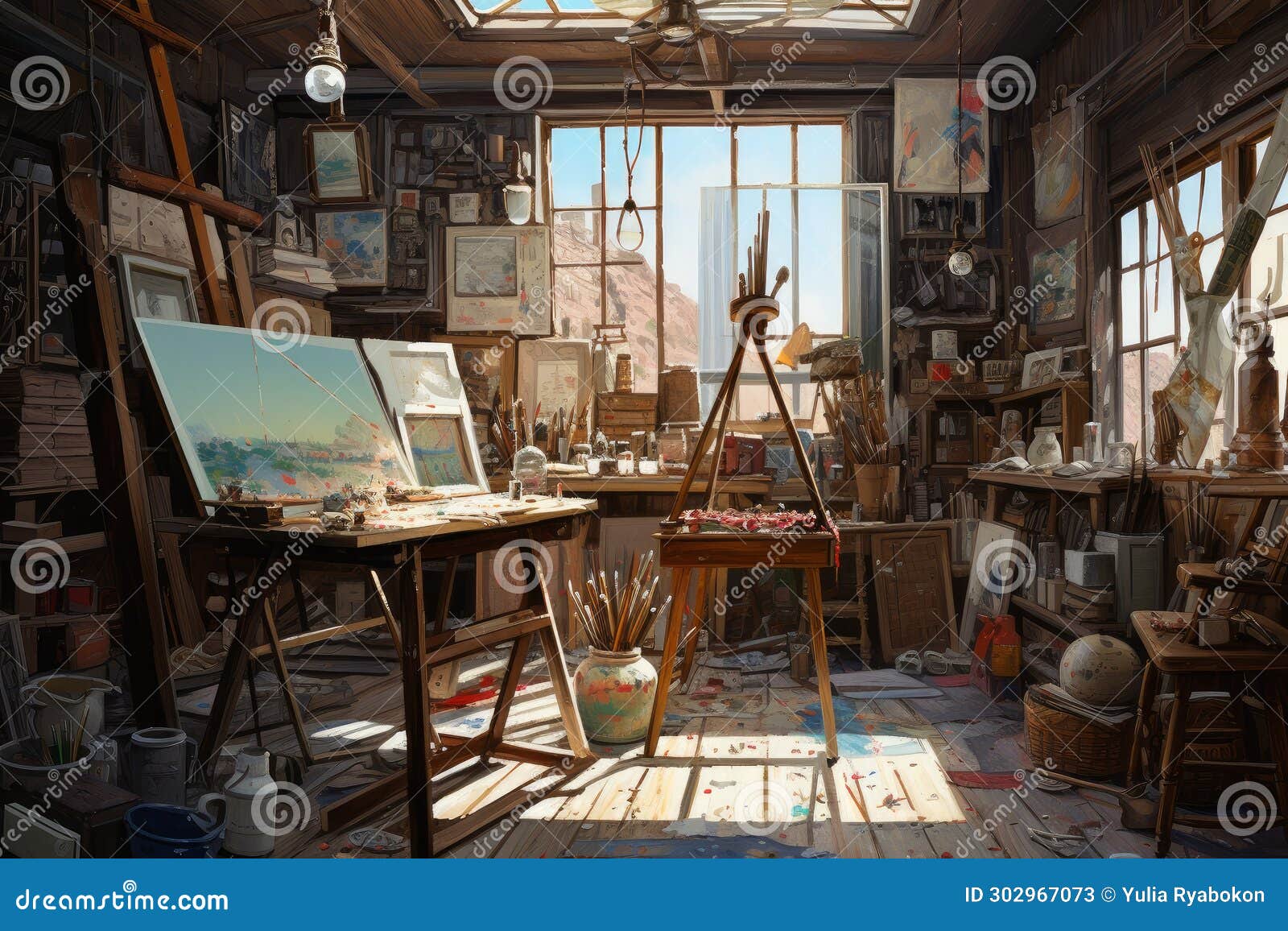 Functional Interior Artist Workspace. Generate Ai Stock Illustration ...