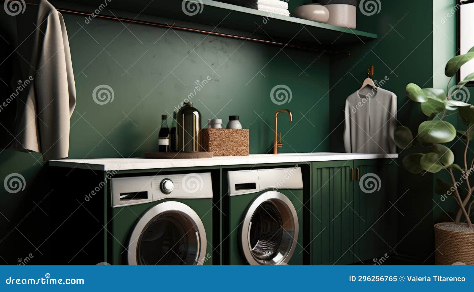 Functional Laundry Area with Washer and Dryer. Stock Illustration ...