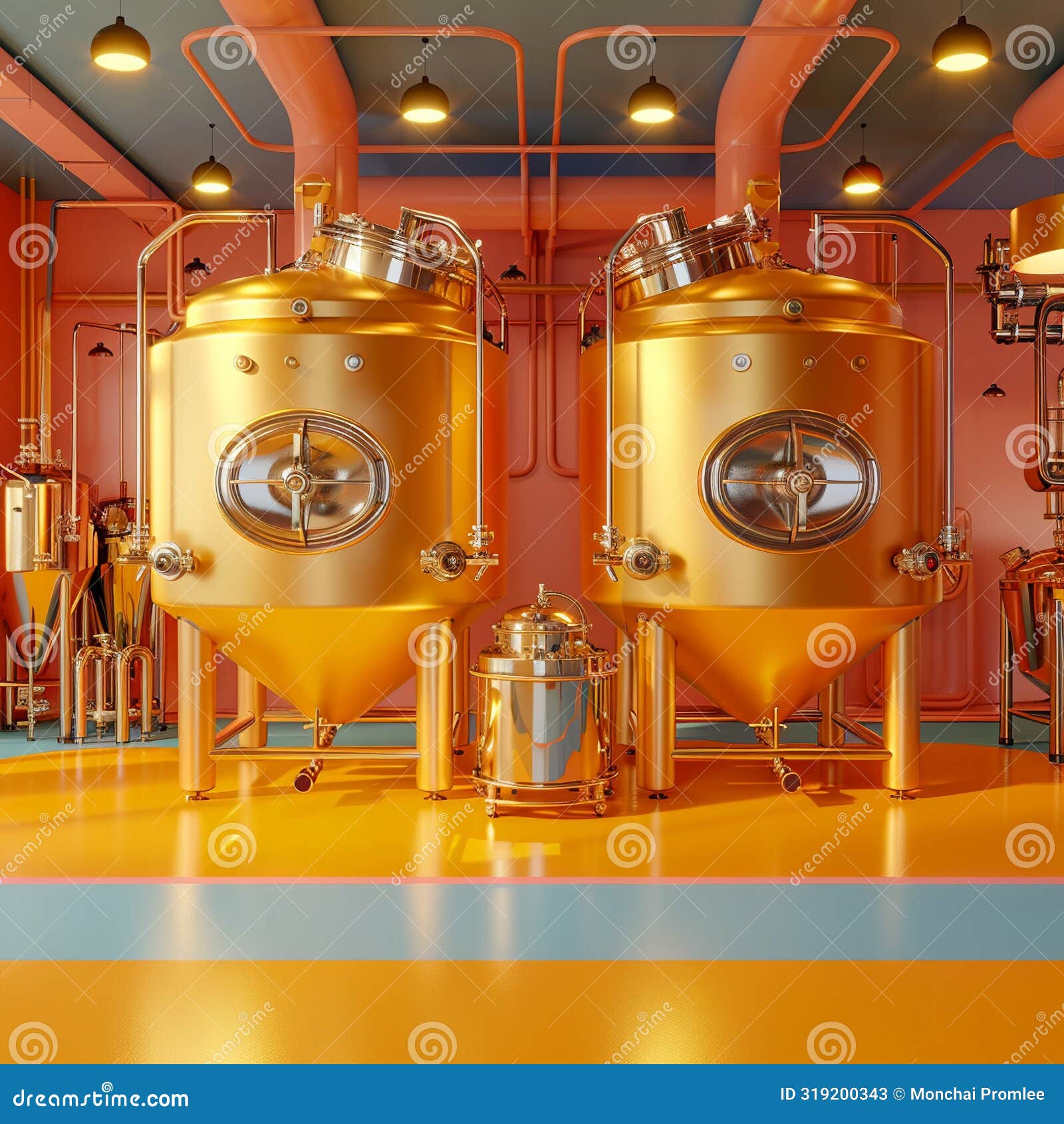 Functional Microbrewery Setup with Stainless Steel Fermentation Tanks ...