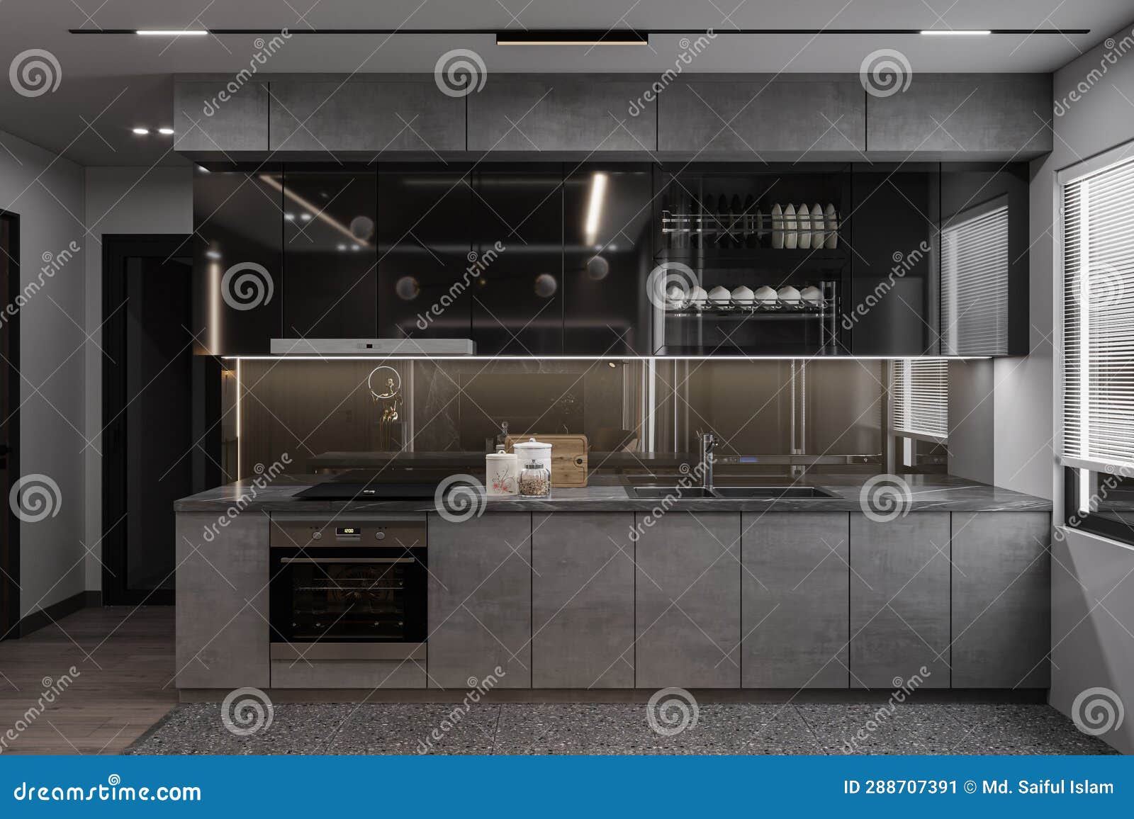 Functional Modern Commercial Kitchen Layout Design Cartoon Vector ...