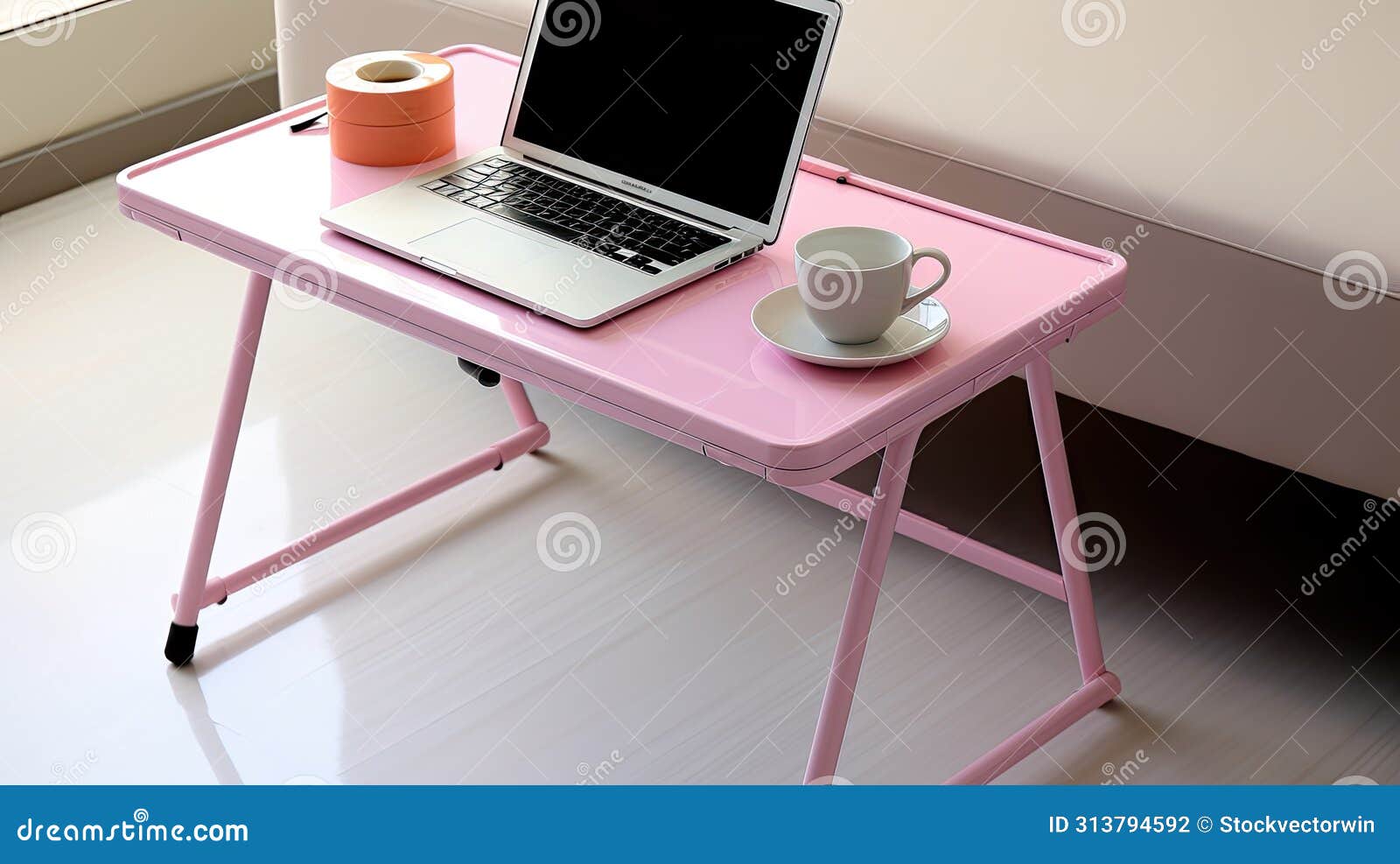 Functional Pink Laptop Desk Stock Illustration - Illustration of ...