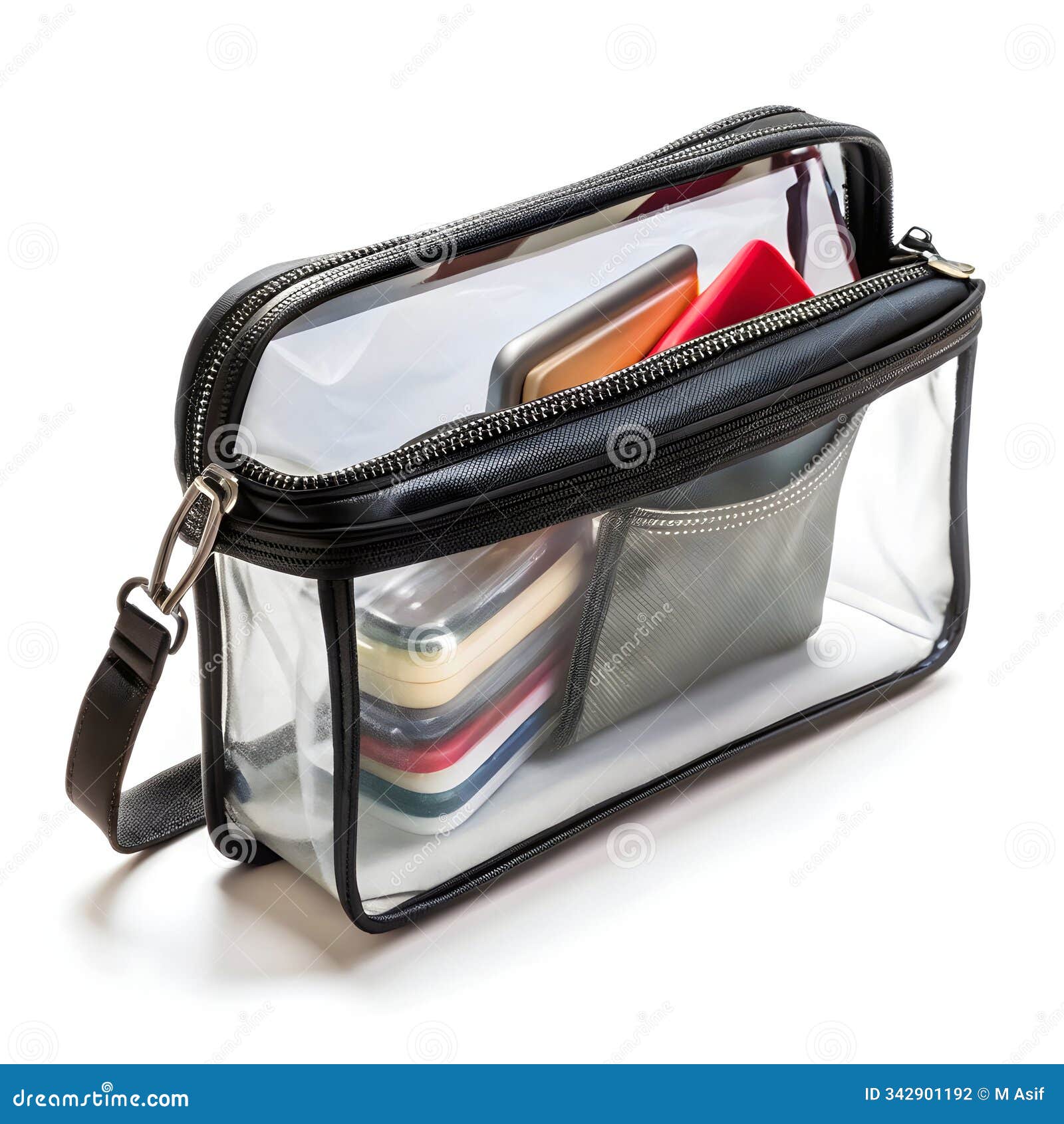 A Functional Pouch Featuring Transparent Panels that Showcase Stock ...
