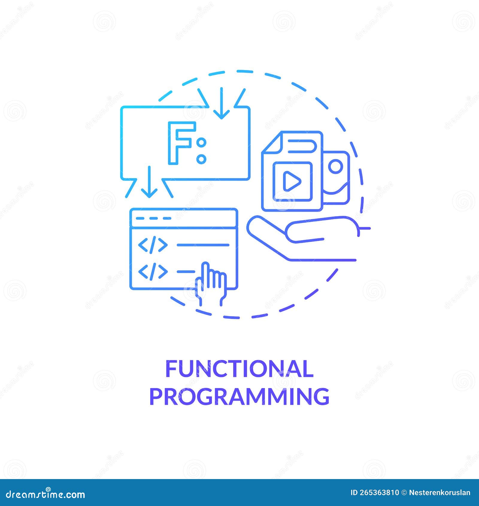 Functional Programming Blue Gradient Concept Icon Stock Illustration