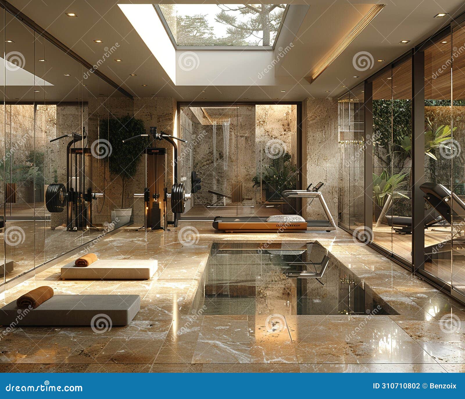 Functional and Stylish Home Gym with Mirrored Walls and Modern ...