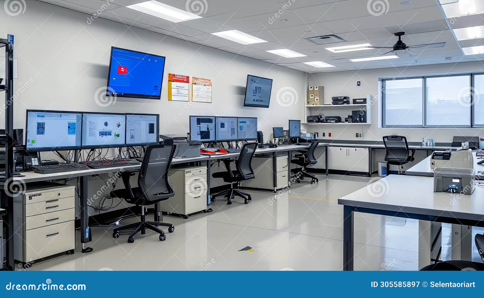 Functional Tech Room Design Stock Illustration - Illustration of ...