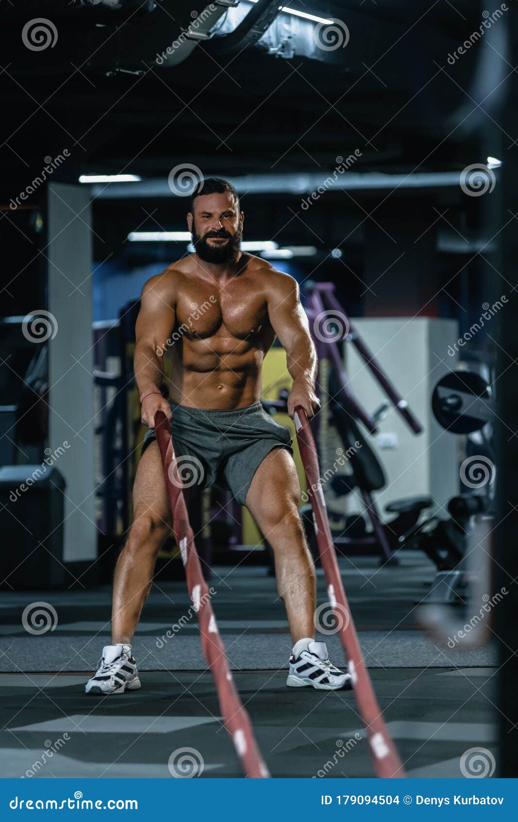 Functional Training with Rope Stock Photo - Image of biceps, athletic ...