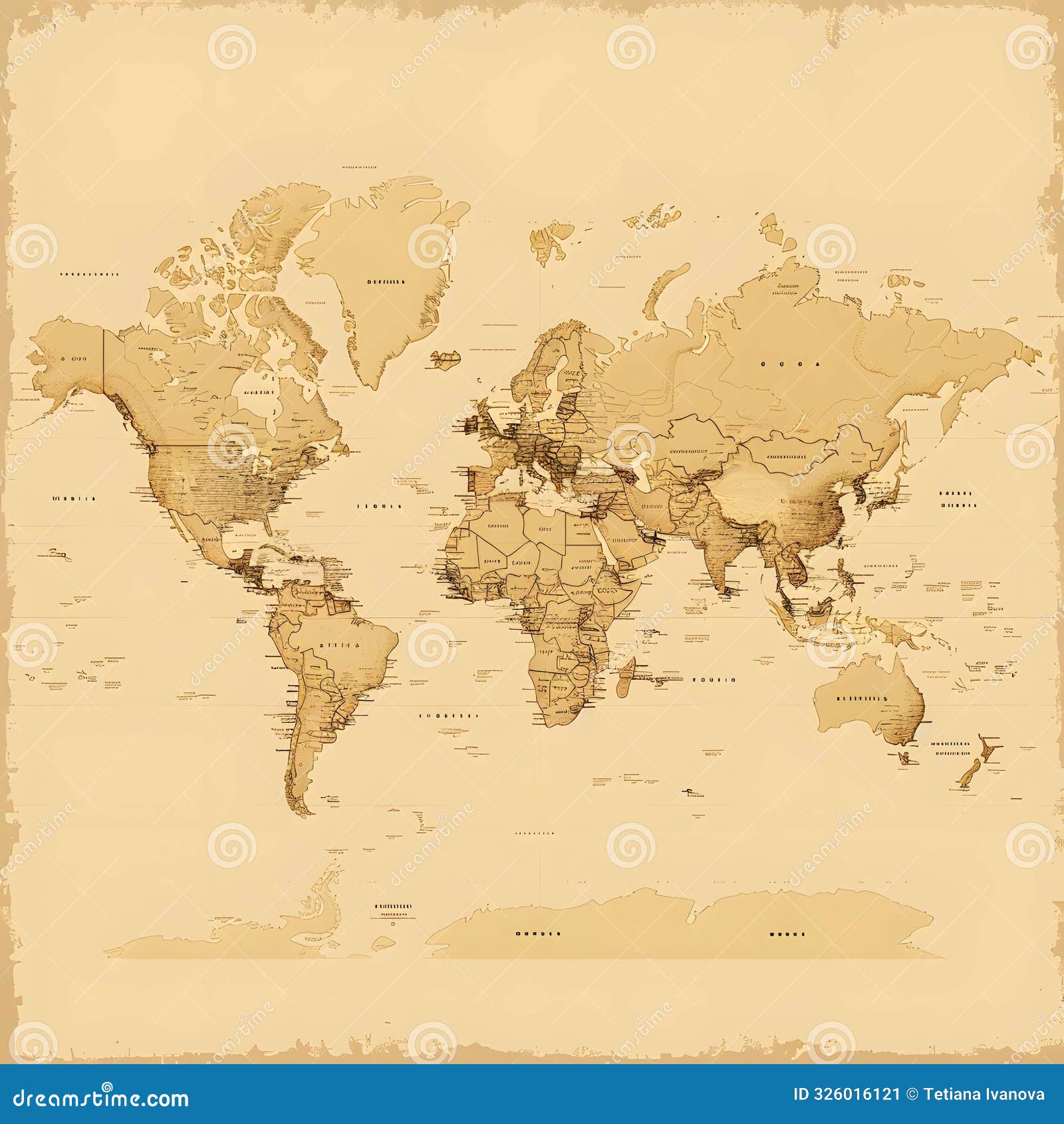 Functional World Map with a Neutral Color Palette. Stock Illustration ...