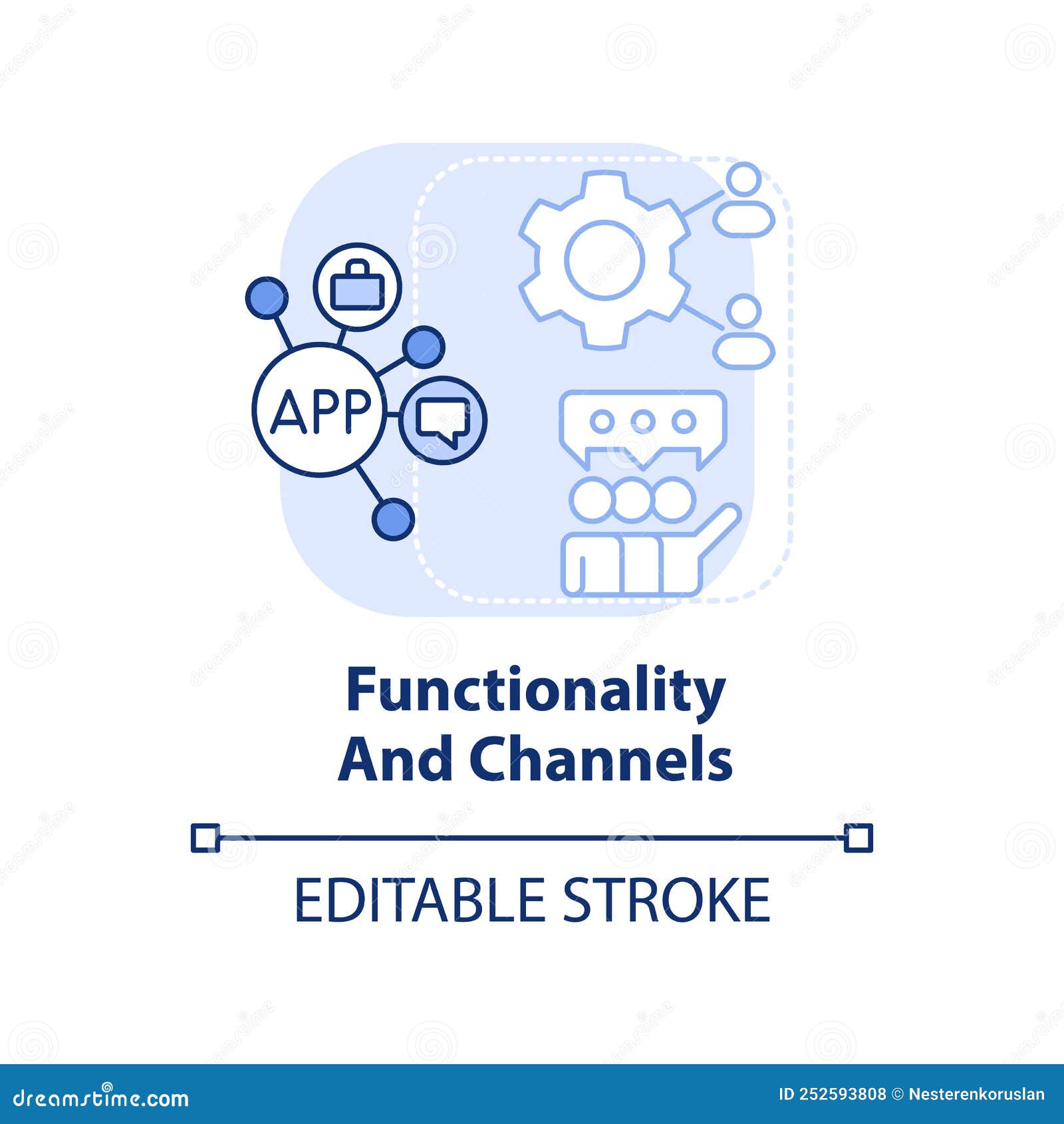 Functionality and Channels Light Blue Concept Icon Stock Vector ...