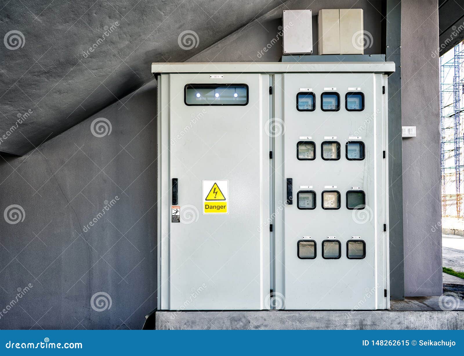 Functioning Electric Meter Panel with a Danger Sign Editorial Image ...