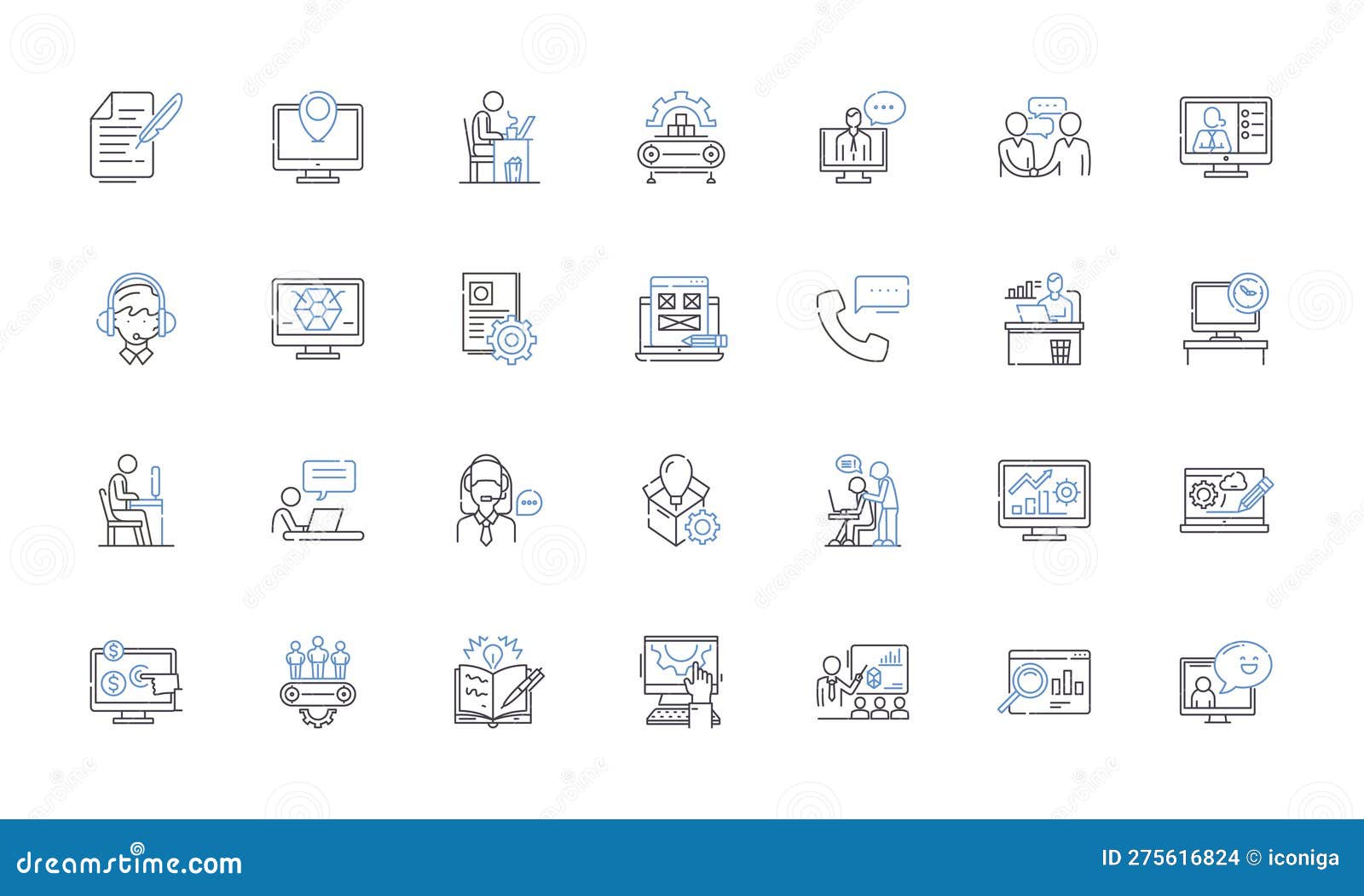 Functioning Operation Line Icons Collection Efficiency Functionality